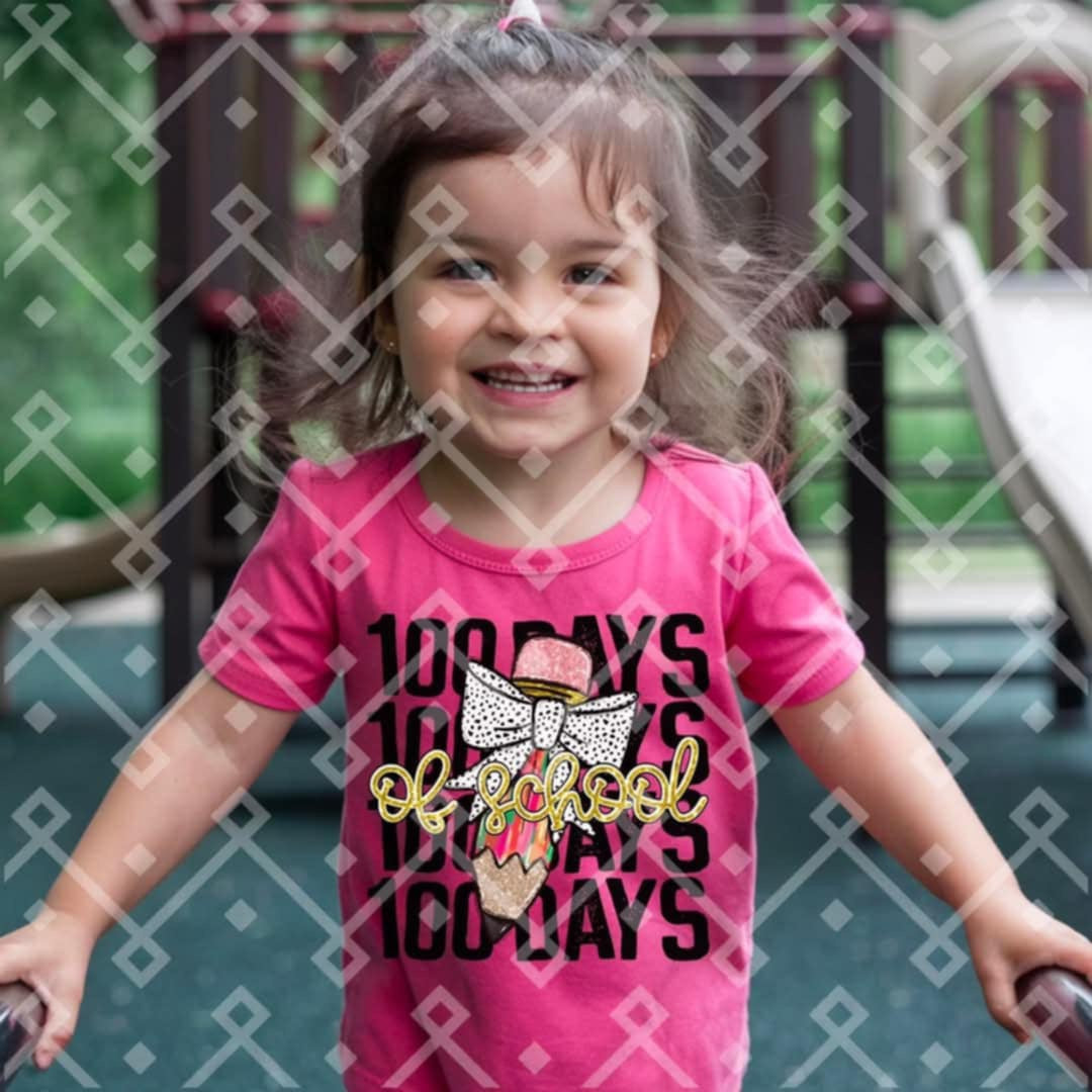 100 days of school pink pencil black font (CRAFTI) 85586 DTF transfer ...
