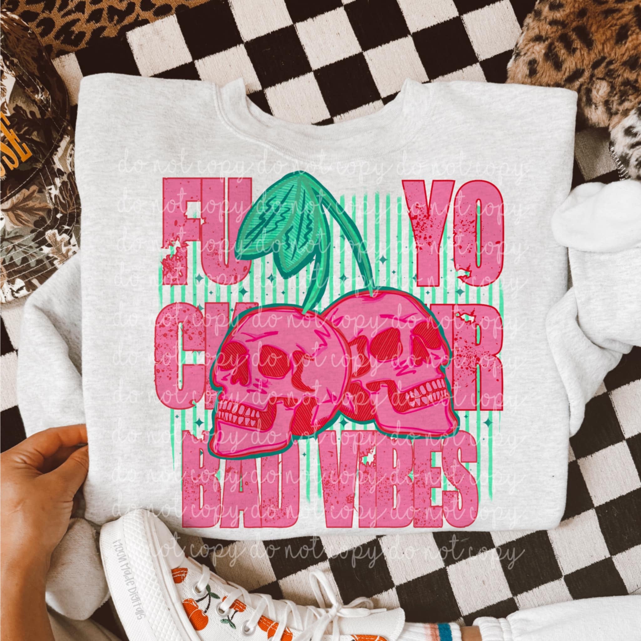 FU yo cherry skulls (MMD) 96471 DTF transfer – Mud & Grace Transfers