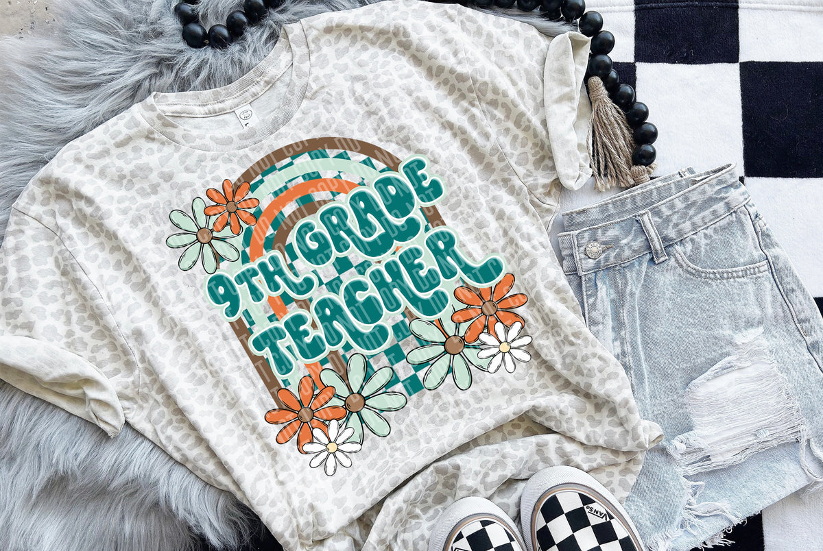 9th grade teacher Floral Arch 49529 DTF transfers – Mud & Grace Transfers