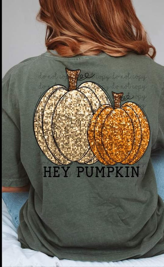 Hey pumpkin Sequin pumpkins (LYTTLE) DTF TRANSFER – Mud & Grace Transfers