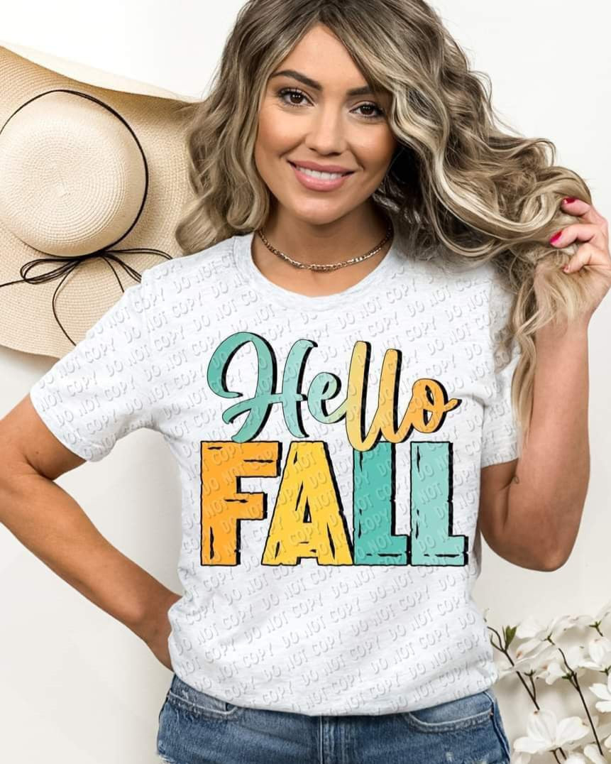 Hello fall blues/yellow 480 DTF TRANSFER – Mud & Grace Transfers