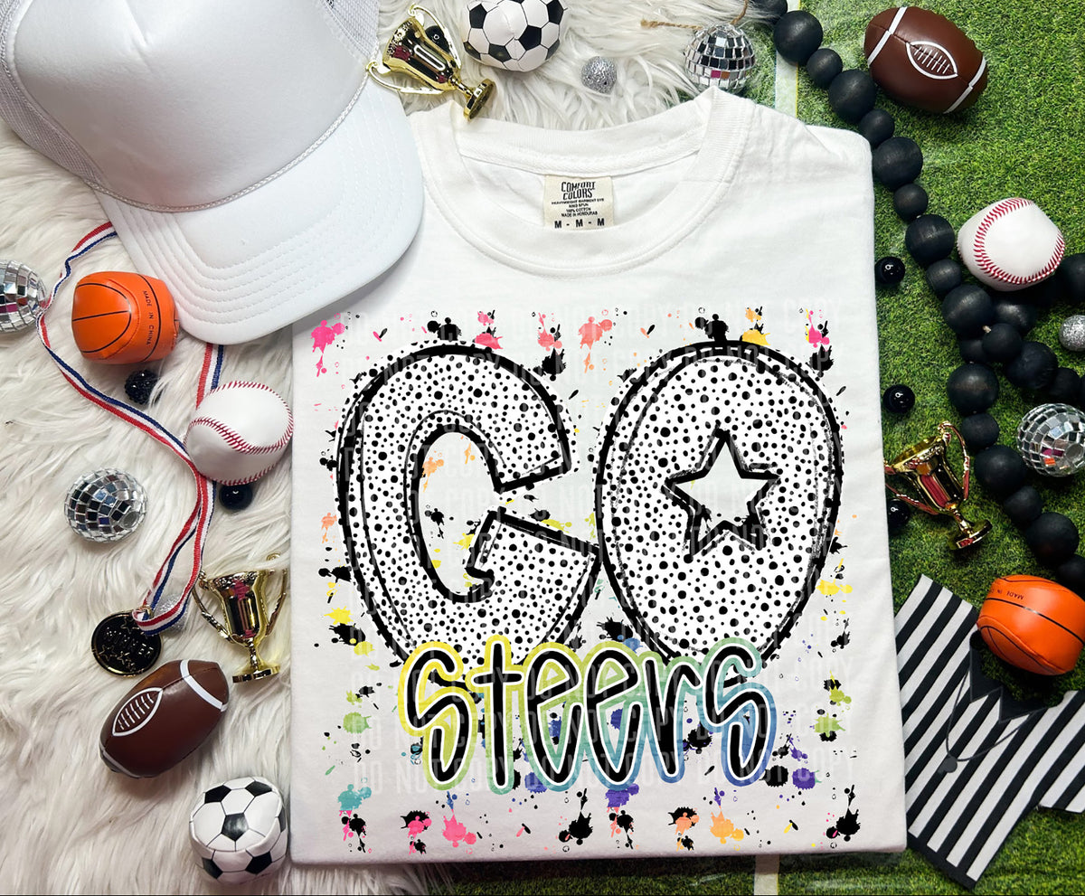 Go Steers Dalmatian Font 57361 DTF transfer – Mud & Grace Transfers