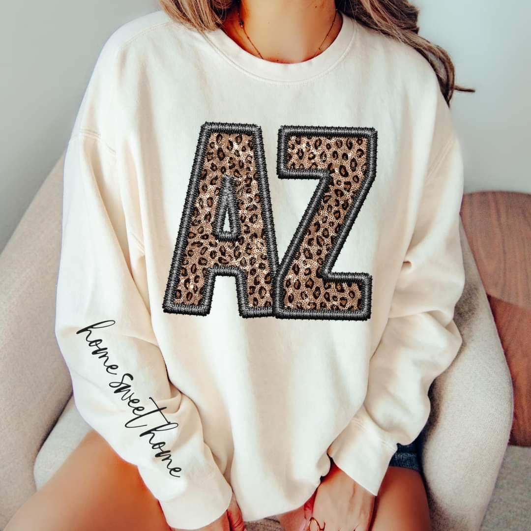 Arizona faux embroidery leopard 49439 DTF transfers – Mud & Grace Transfers