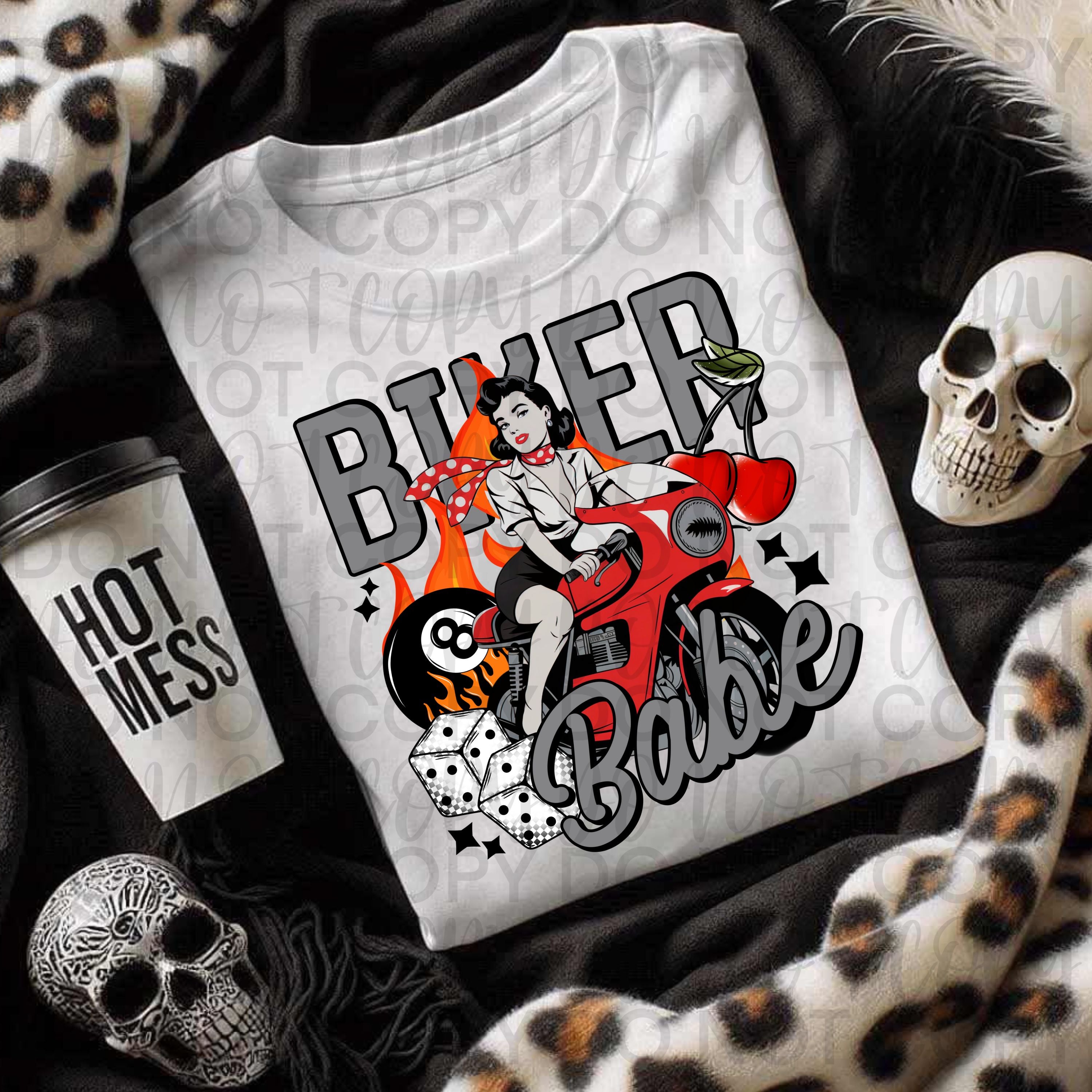 Biker Babe Red Bike (Starlight) DTF transfer – Mud & Grace Transfers