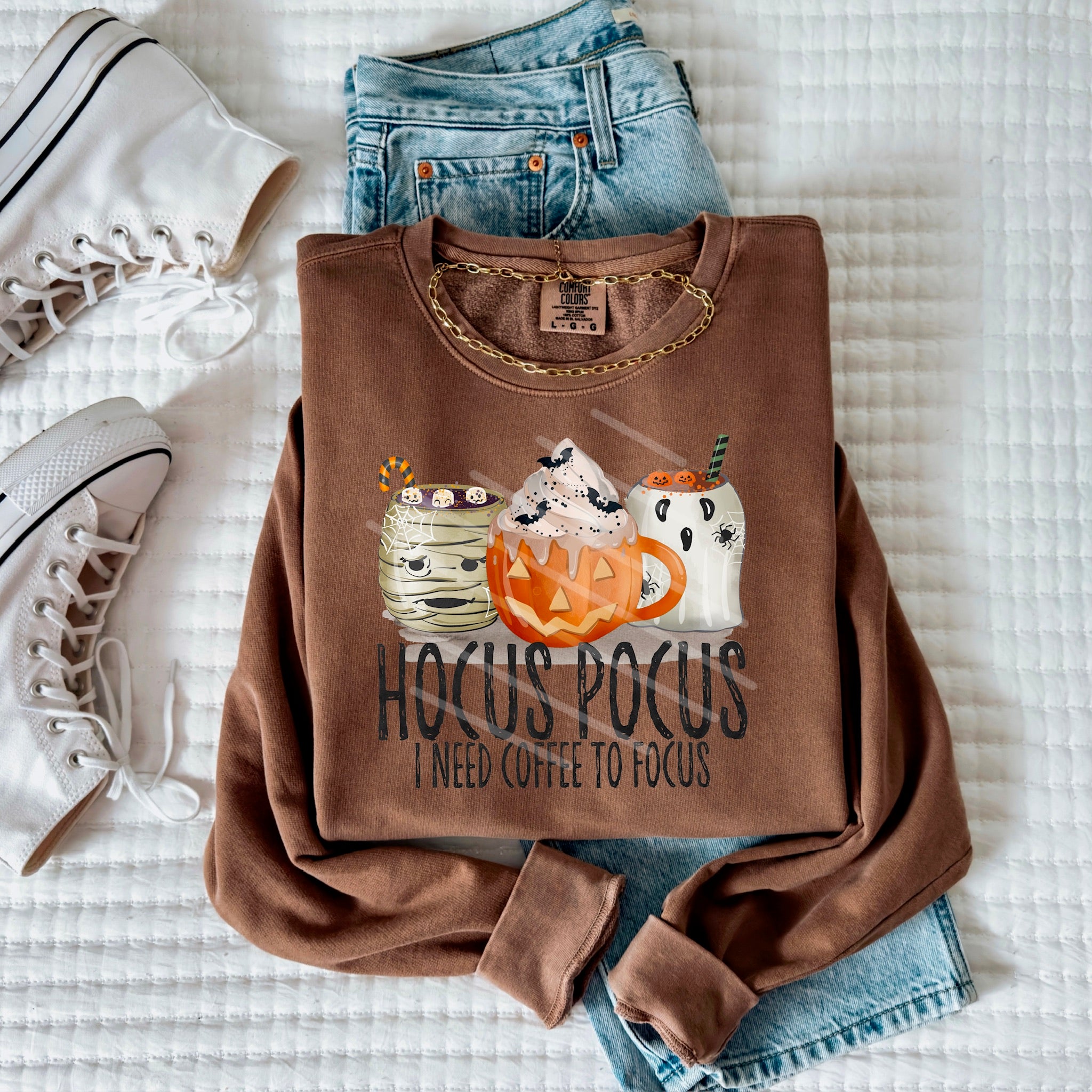 hocus pocus coffee to focus mummy ghost and pumpkin mug 113962 DTF tra ...