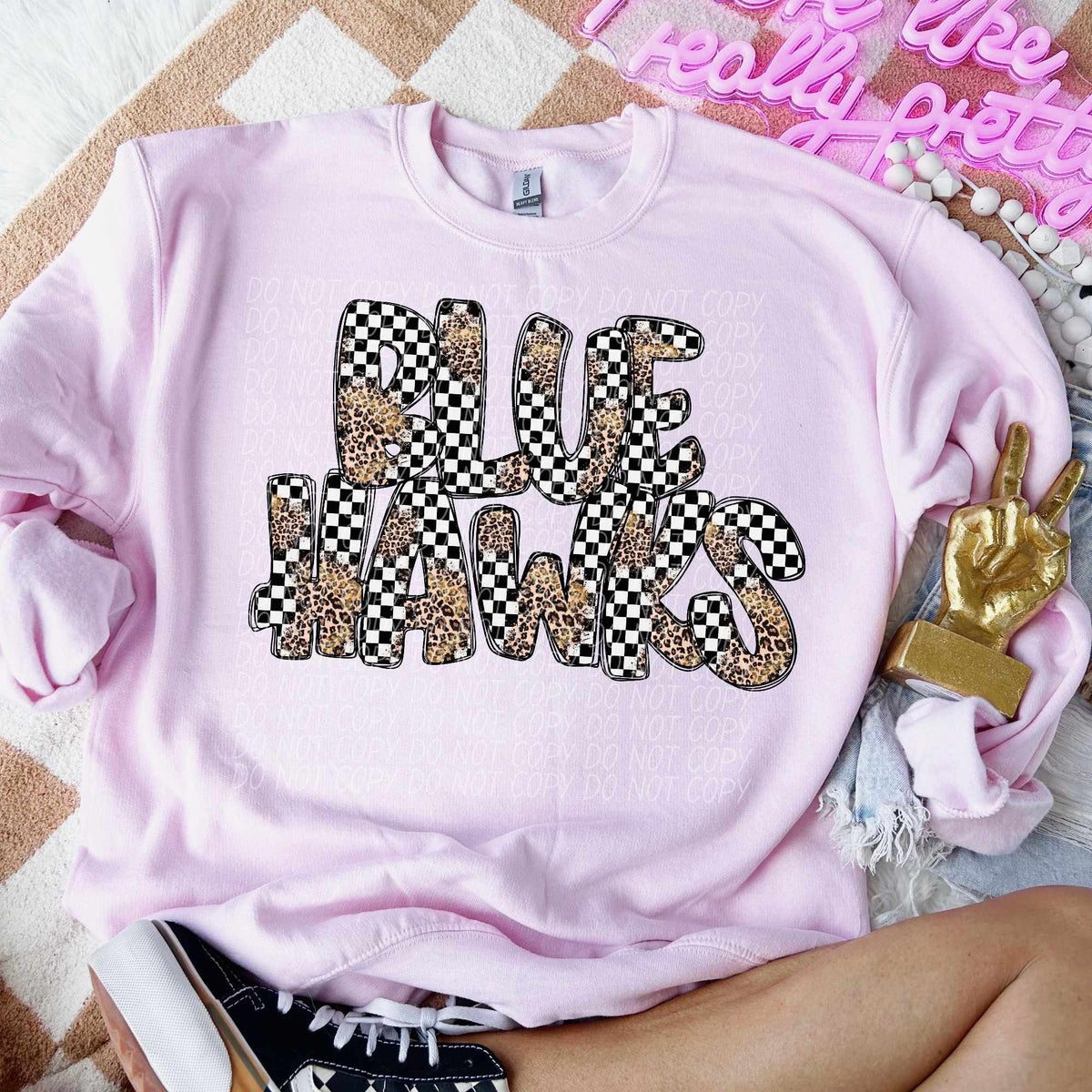 Blue hawks checkered leopard filled (CITY) 53102 DTF transfer – Mud ...