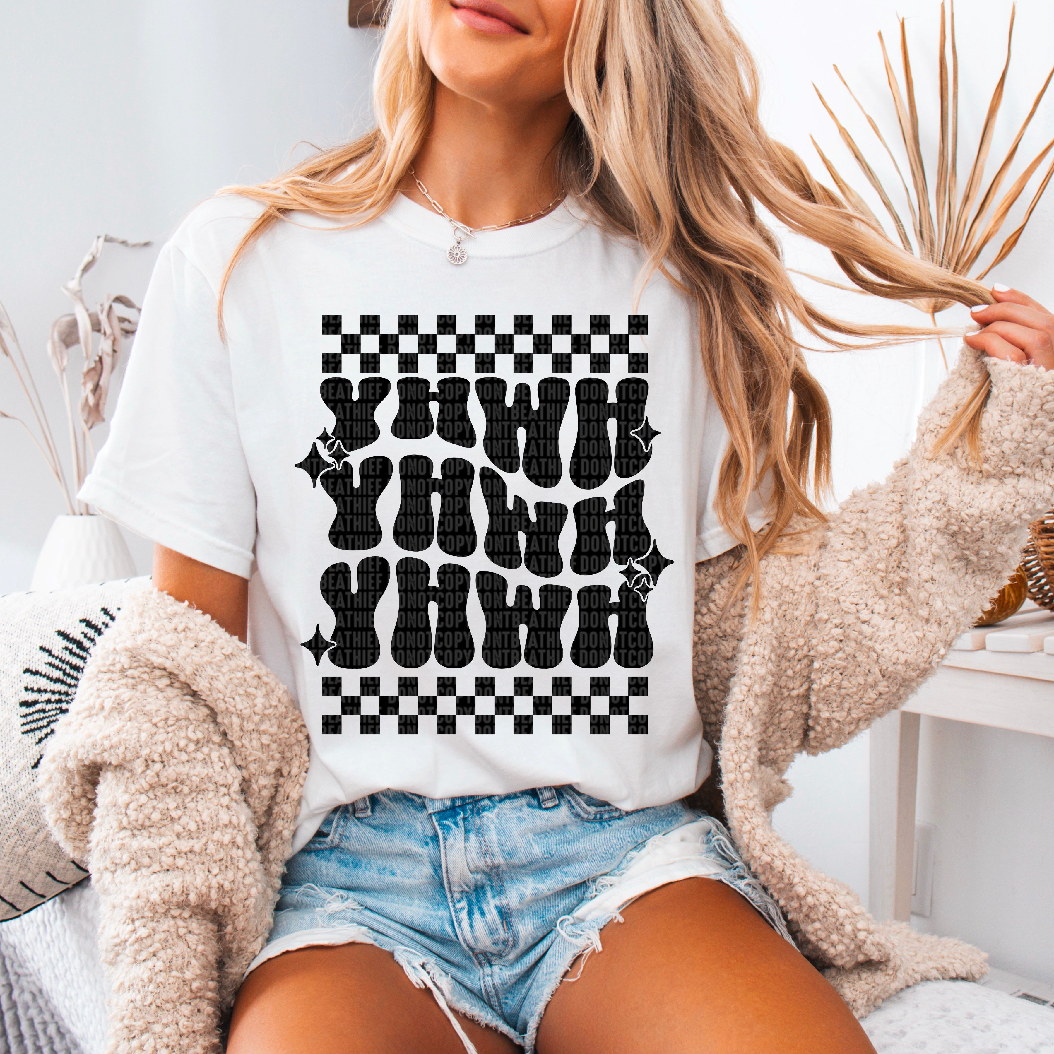 YHWH stacked black font 93573 DTF transfer – Mud & Grace Transfers