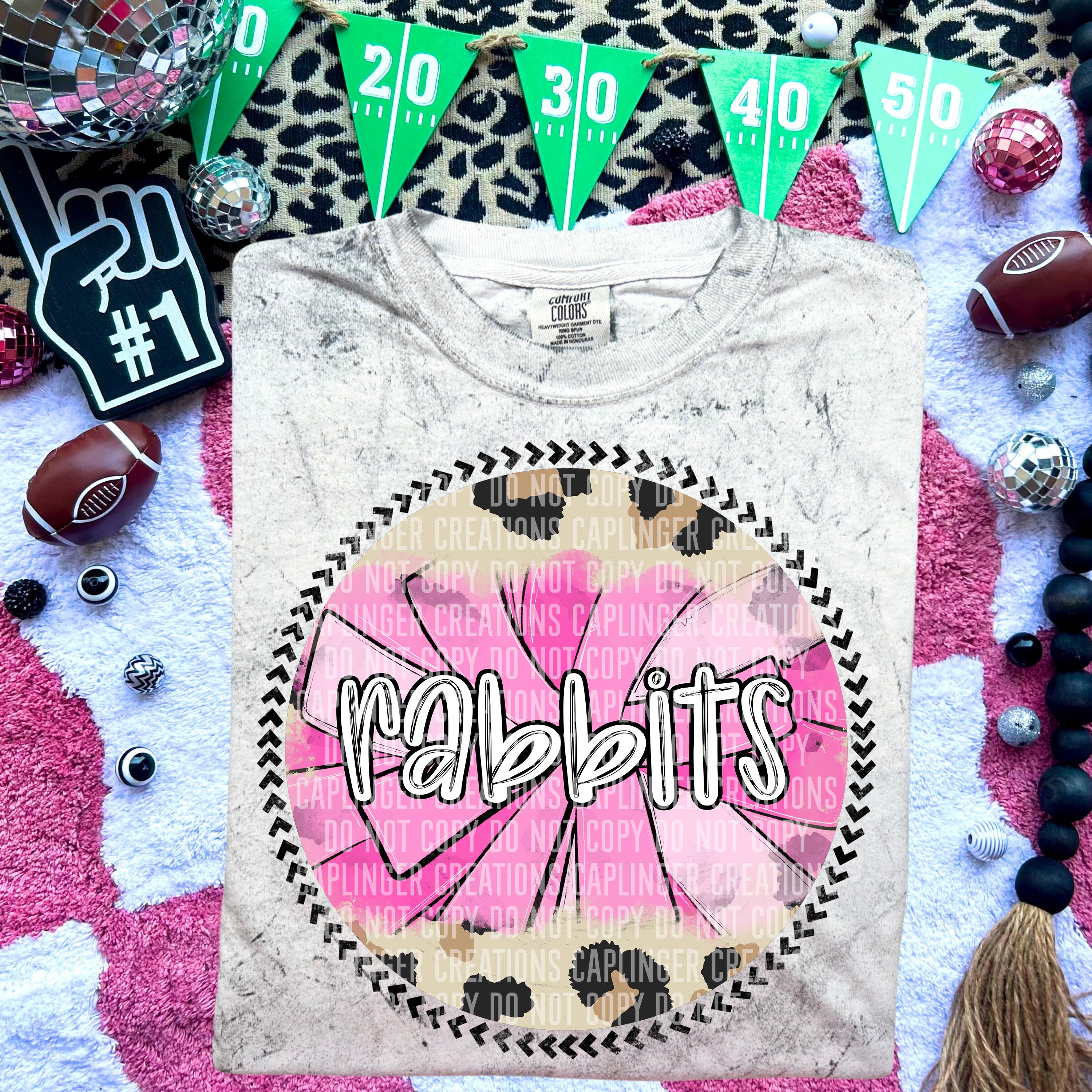 Rabbits cheer background (Caplinger) DTF transfer – Mud & Grace Transfers