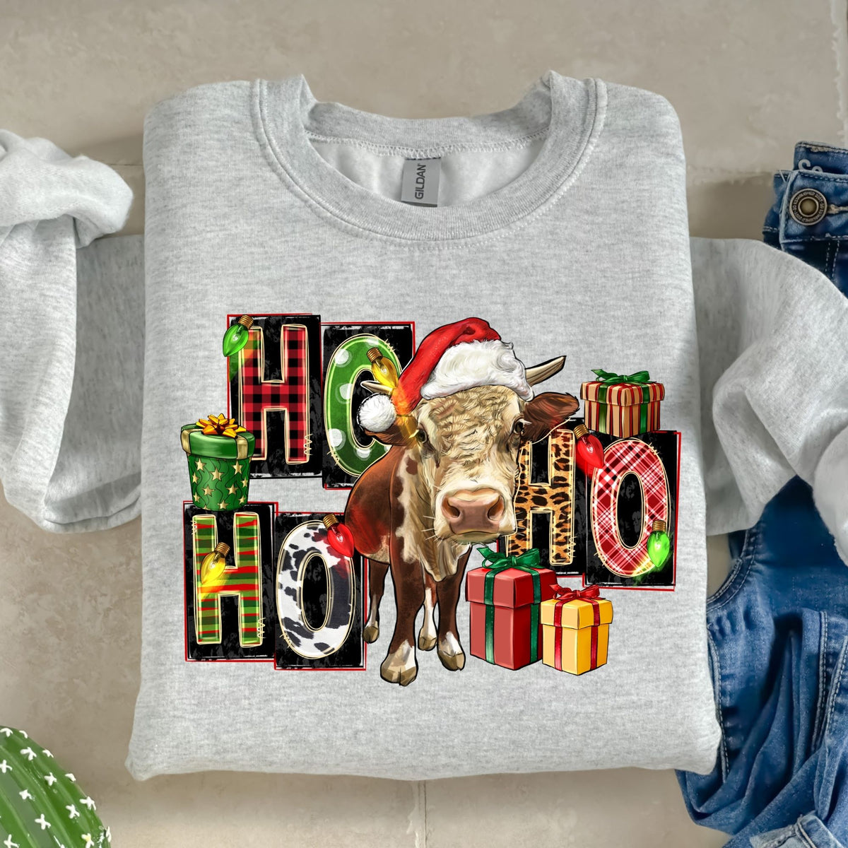 Ho Ho Ho Cow-38629-DTF transfer – Mud & Grace Transfers