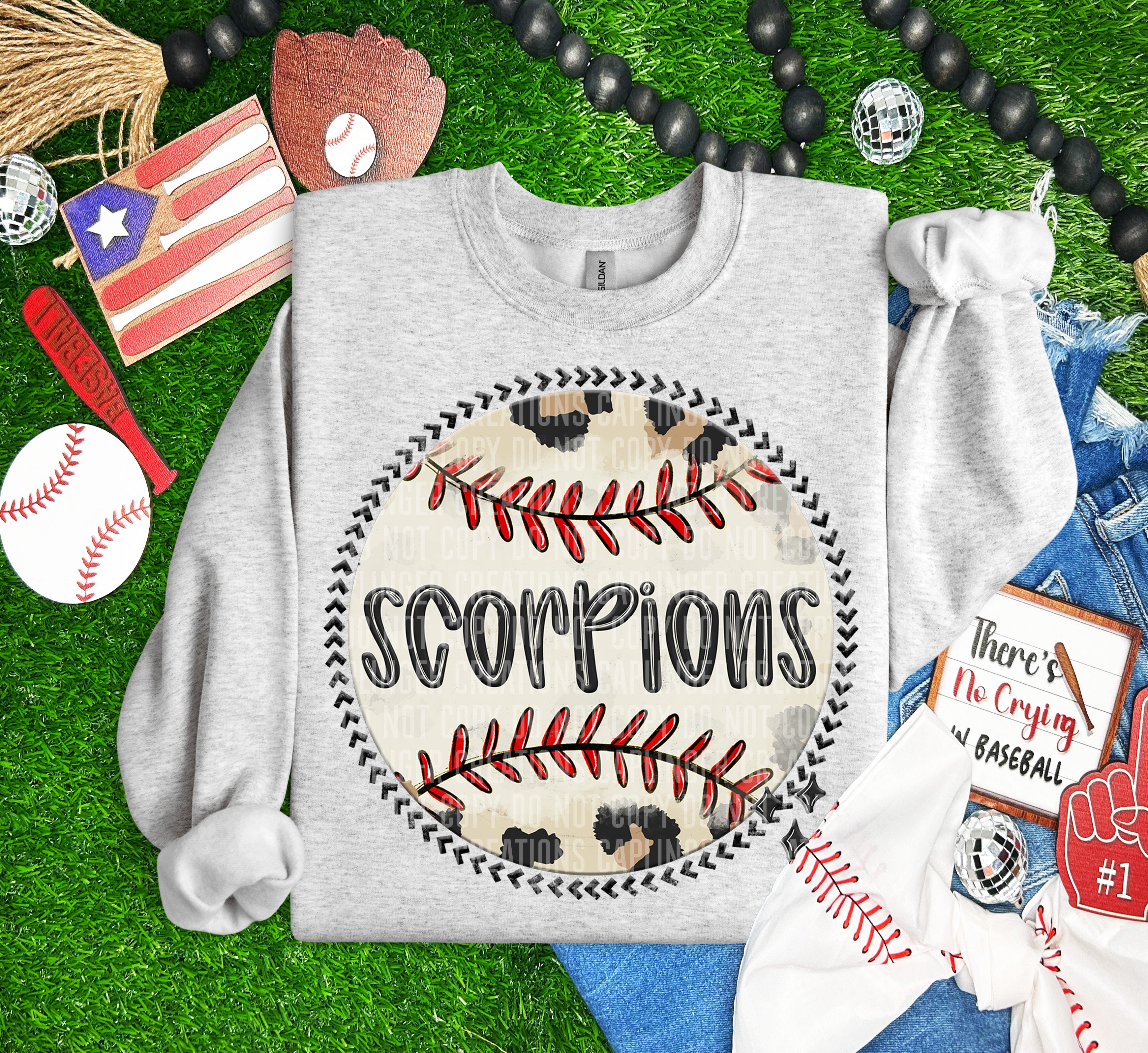 Scorpions baseball background (Caplinger) DTF transfer – Mud & Grace ...