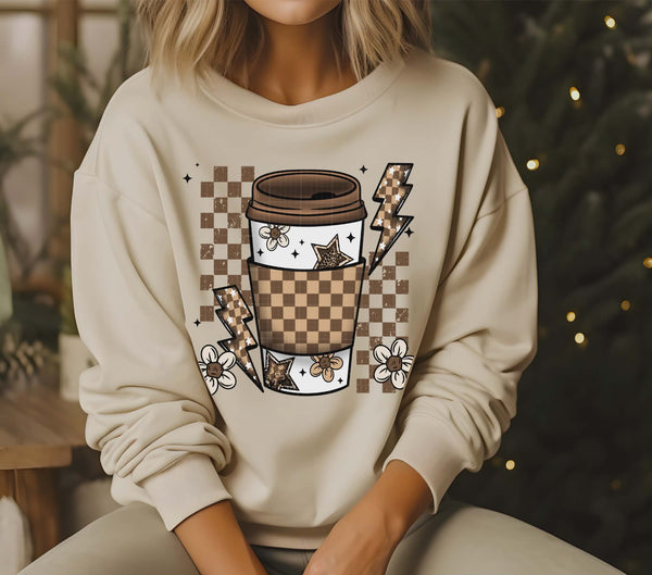 Checker and hot coffee cup (Linda) DTF Transfer – Mud & Grace Transfers