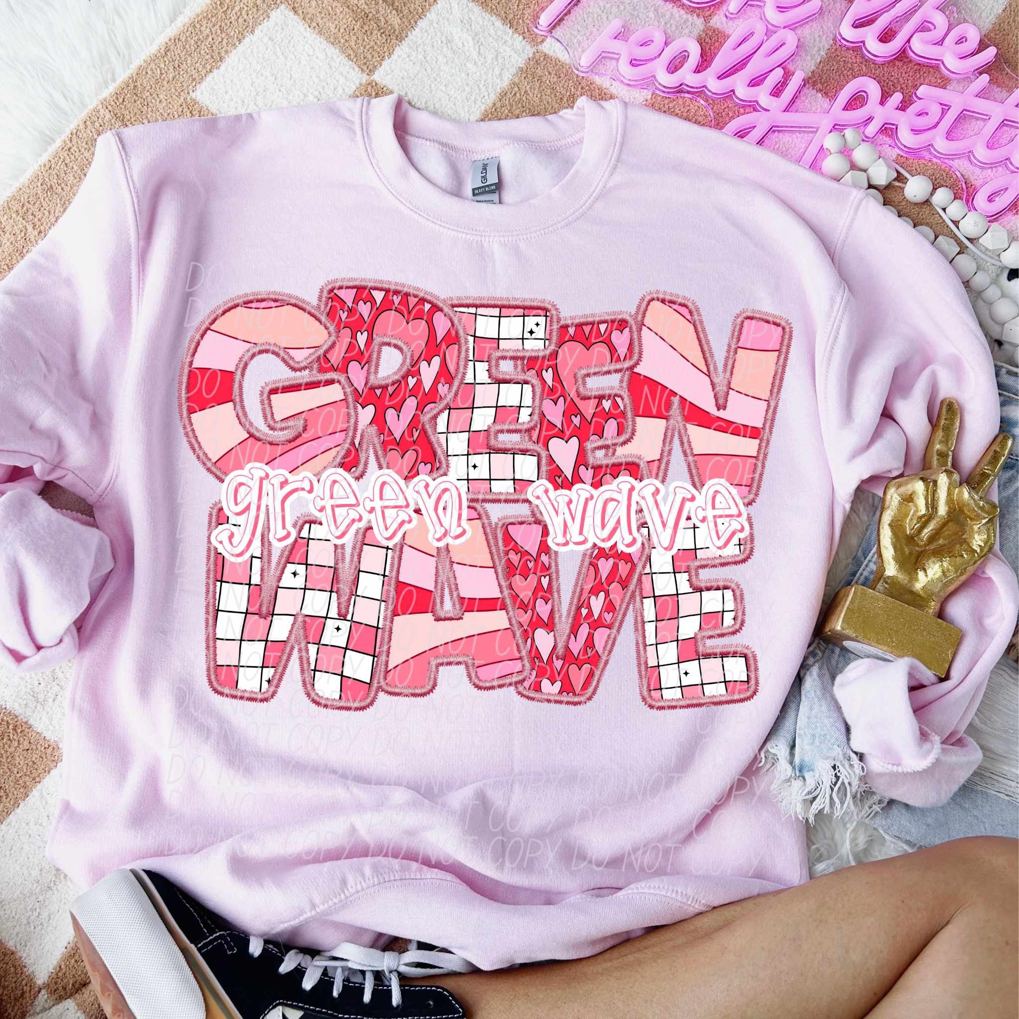 Green wave pink groovy (CITY) 80574 DTF transfer – Mud & Grace Transfers