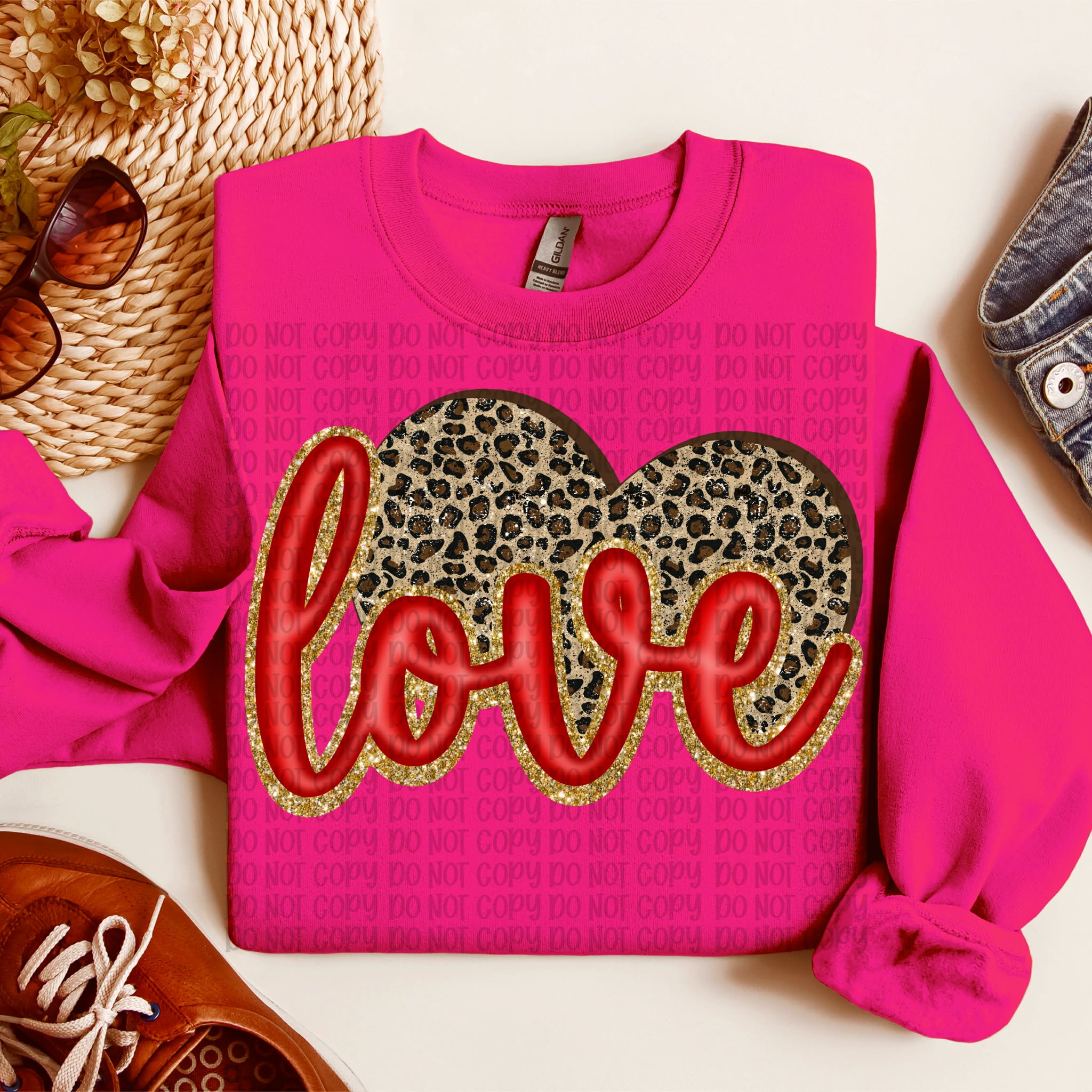 Love Cursive red leopard heart (VP) DTF transfer – Mud & Grace Transfers