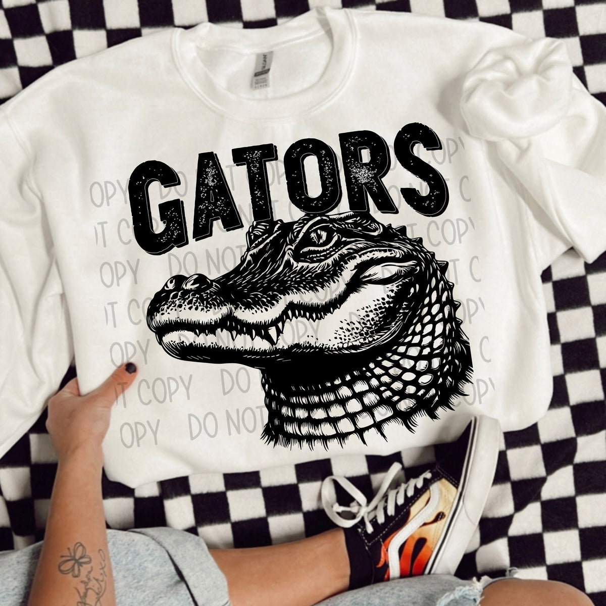 Gators black/white outline DTF transfer – Mud & Grace Transfers