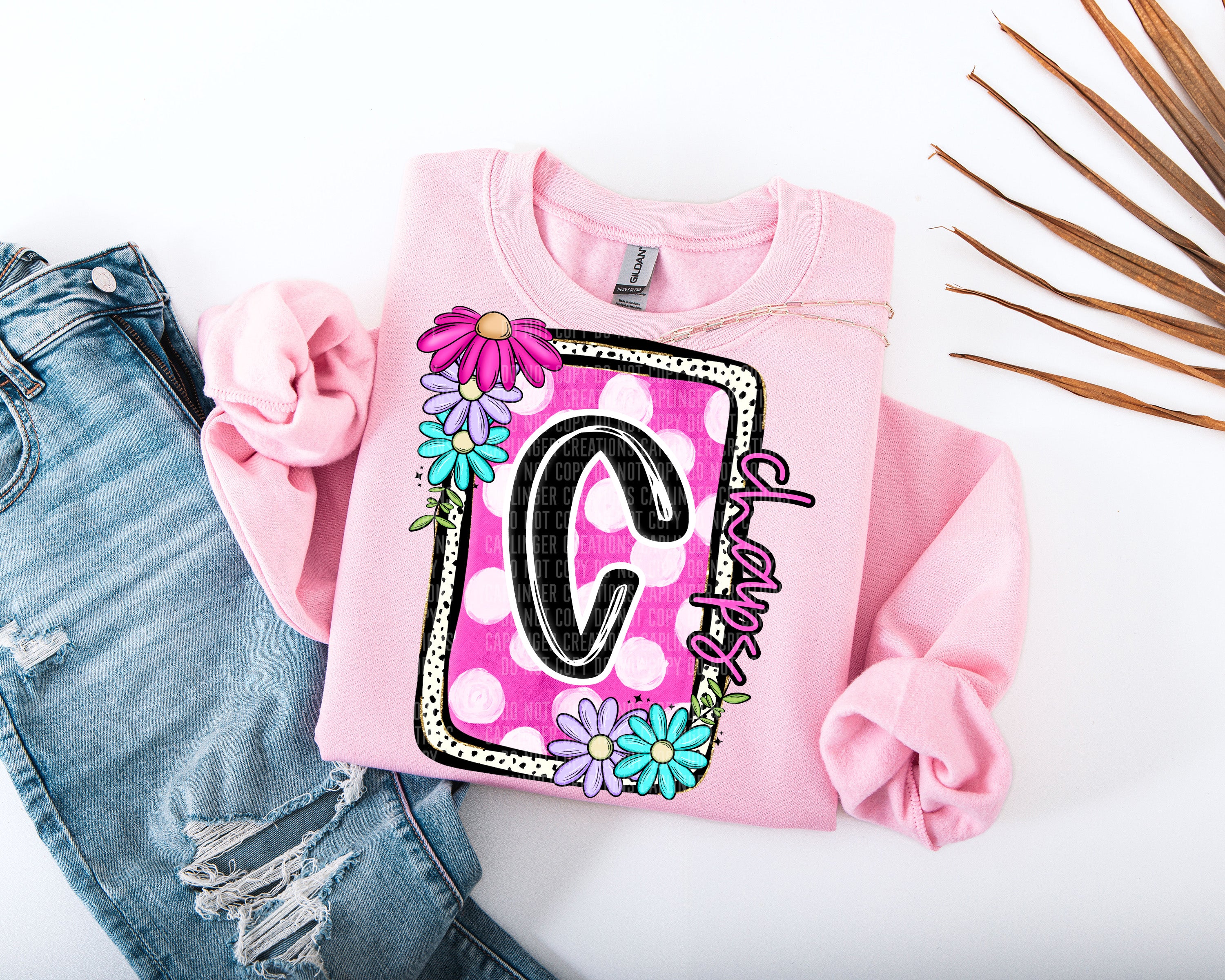 Floral Chaps (Caplinger) DTF transfer – Mud & Grace Transfers