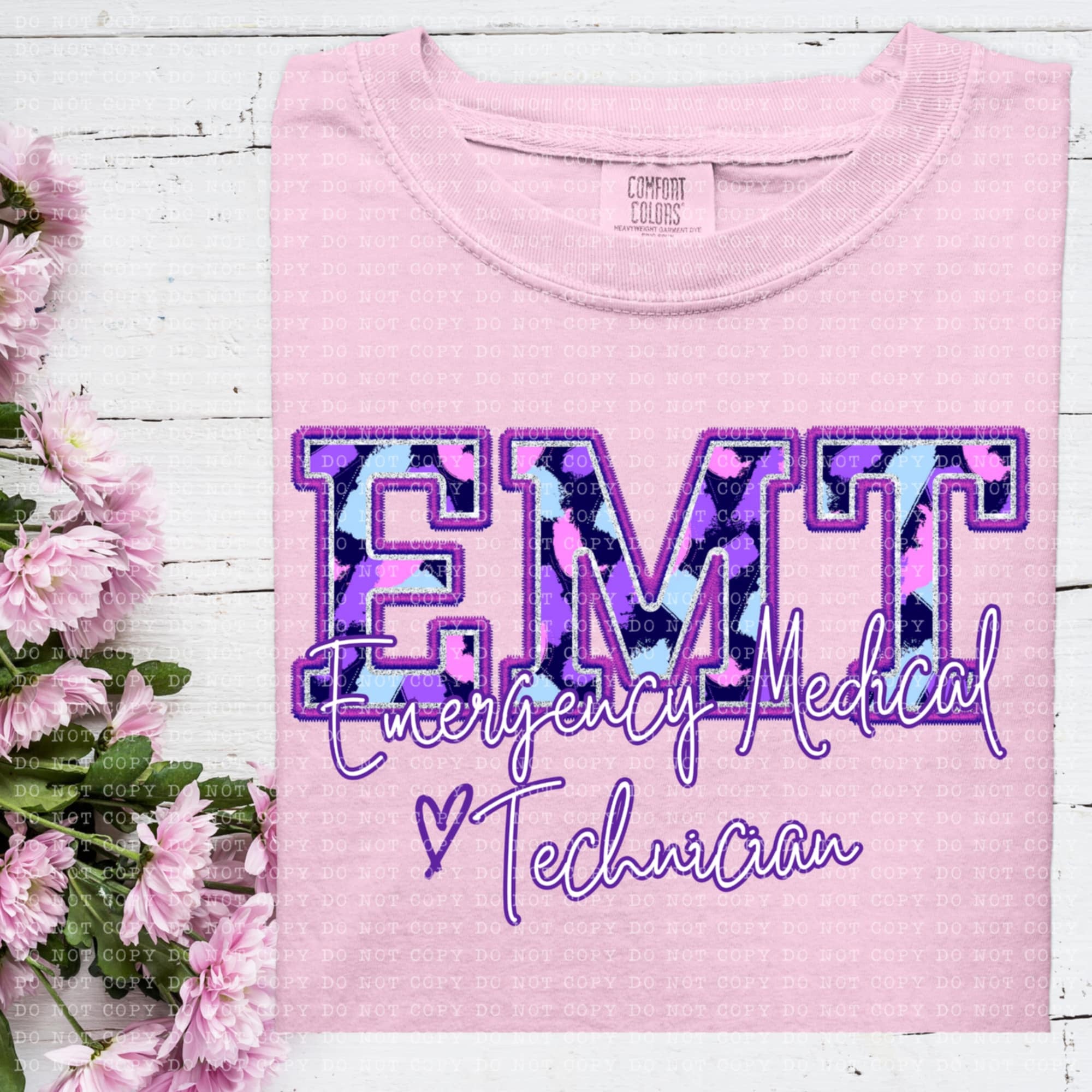 EMT emergency medical technician purple brushstrokes (ECHT) 93960 DTF ...