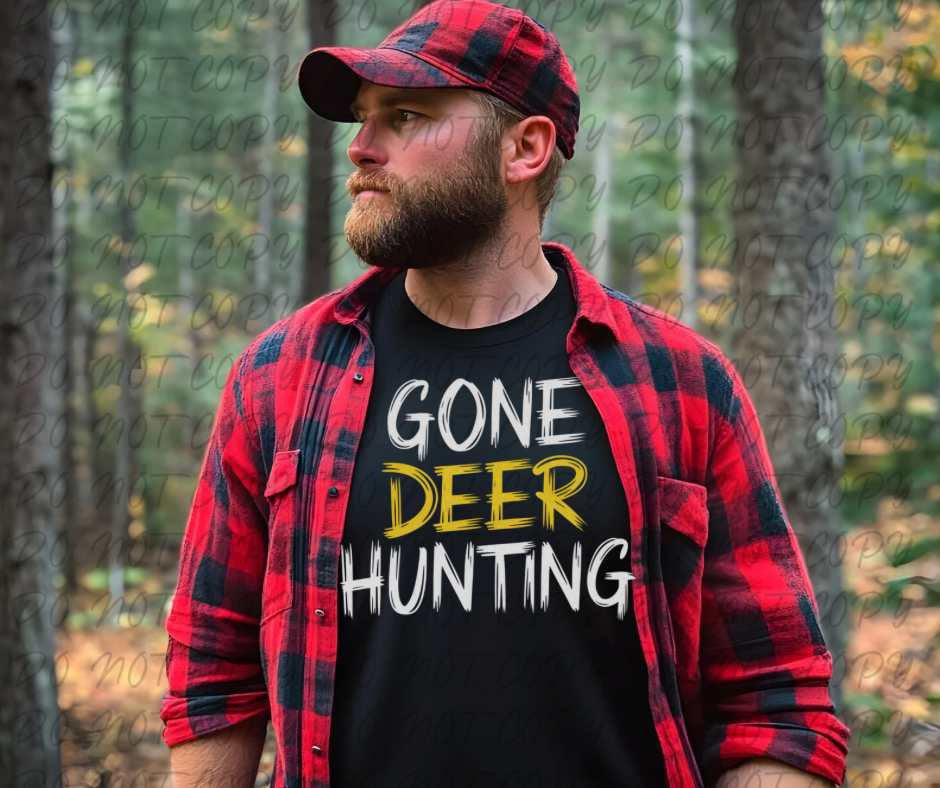 Gone deer hunting white and yellow (vintage) 67378 DTF transfer – Mud ...