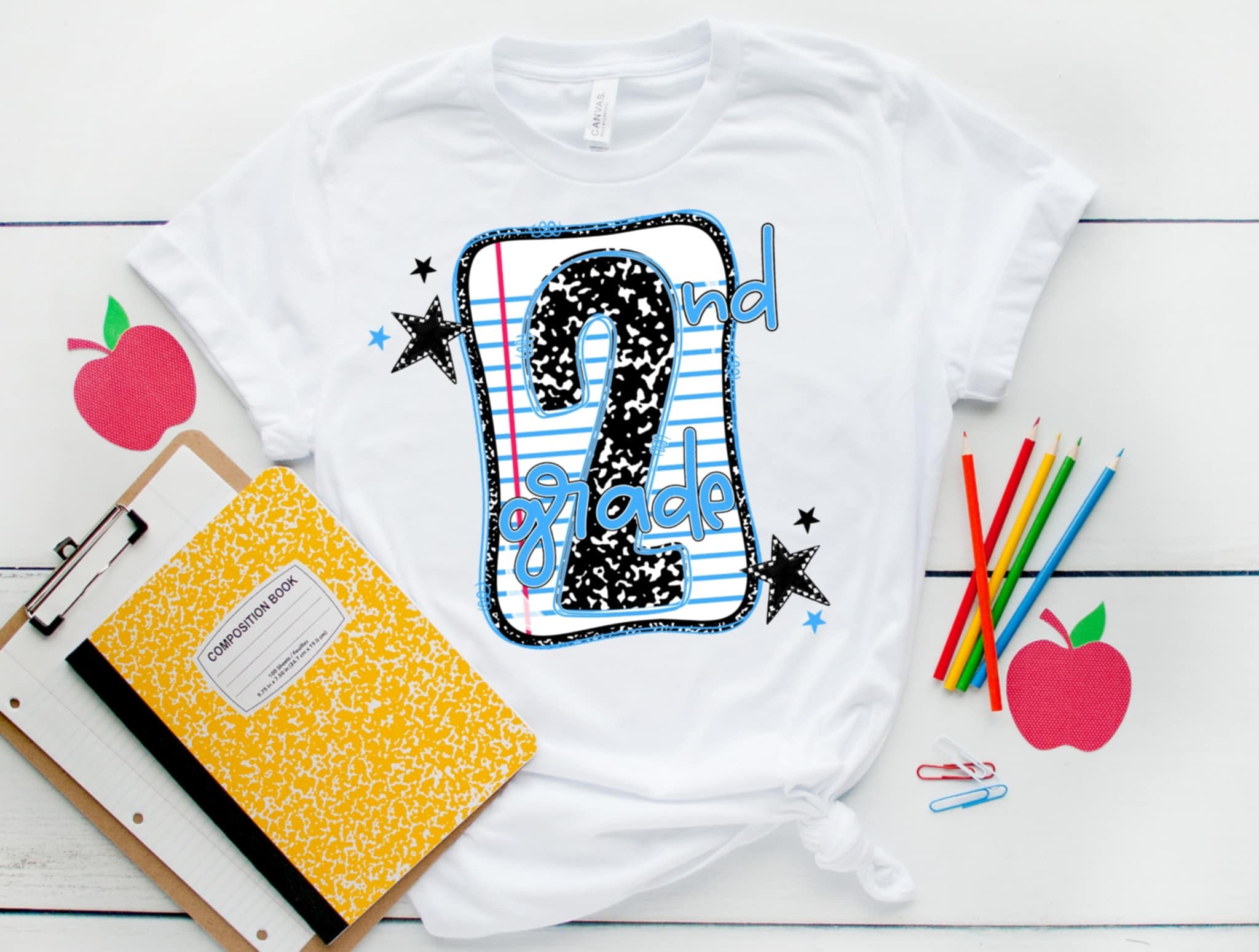 2nd Grade paper background (SCG) DTF transfer – Mud & Grace Transfers