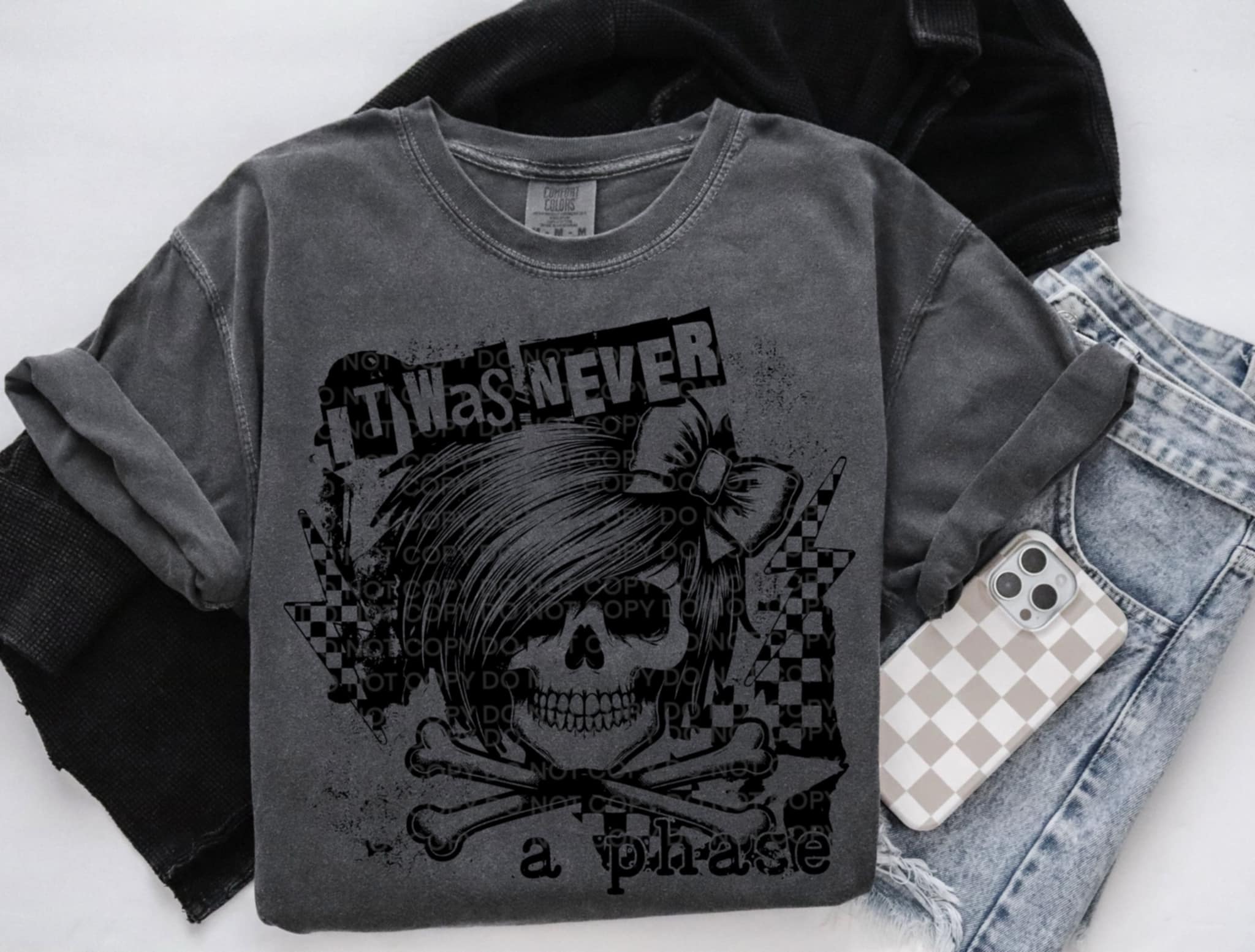 It was never a phase emo skull BLACK SCG DTF transfer – Mud & Grace ...