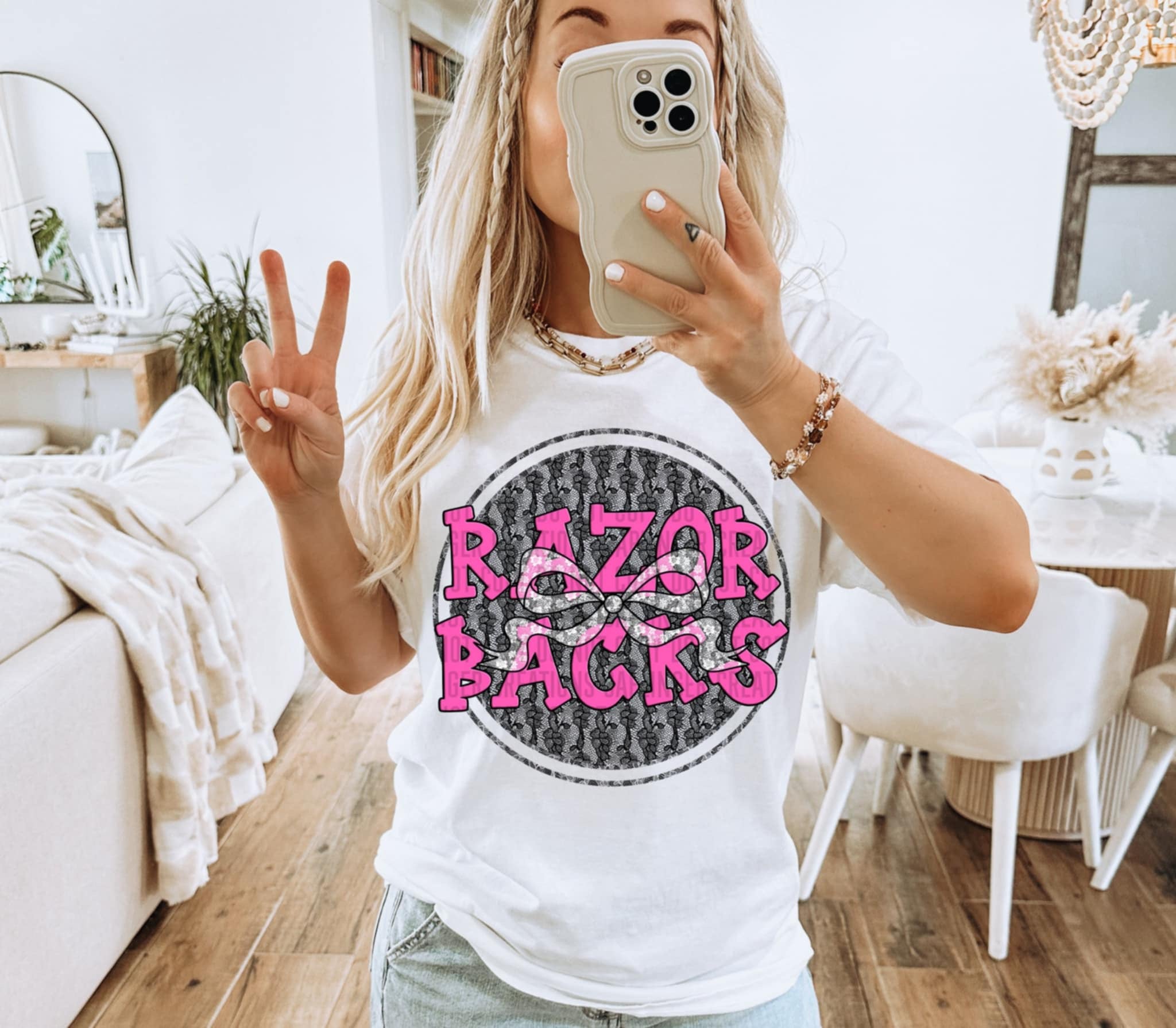 Razorbacks pink font circle (Caplinger) 87585 DTF transfer – Mud ...