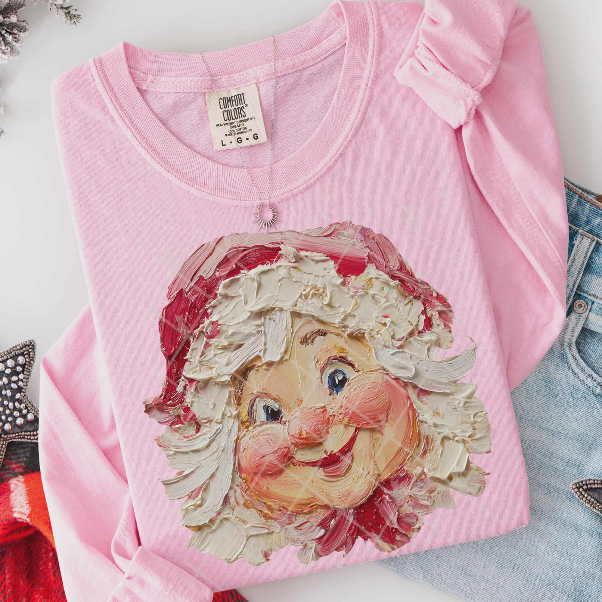 Faux Painted Mrs Claus head (TTD) DTF Transfer – Mud & Grace Transfers