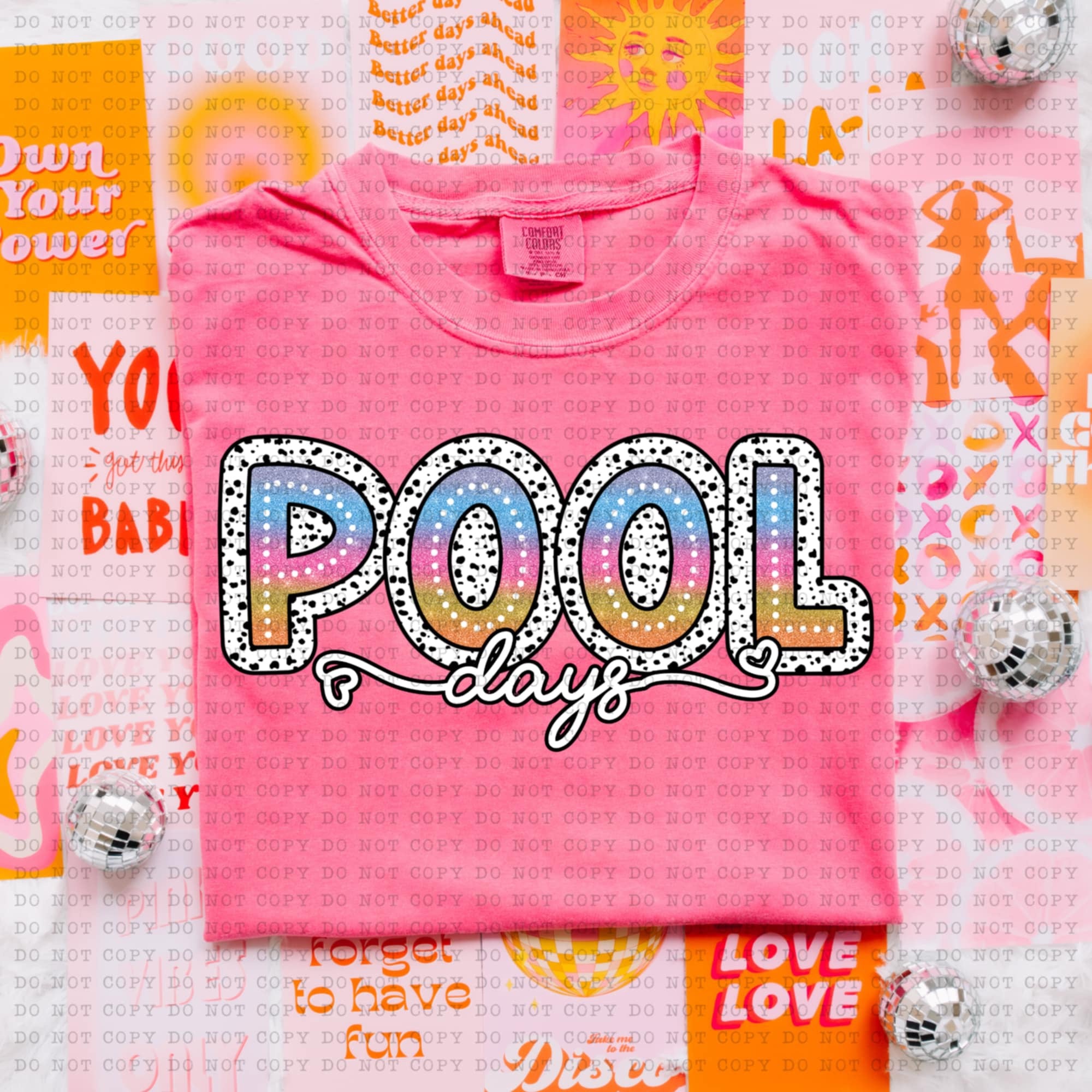 Pool days tie dye dottie (ECHT) 94209 DTF transfer – Mud & Grace Transfers