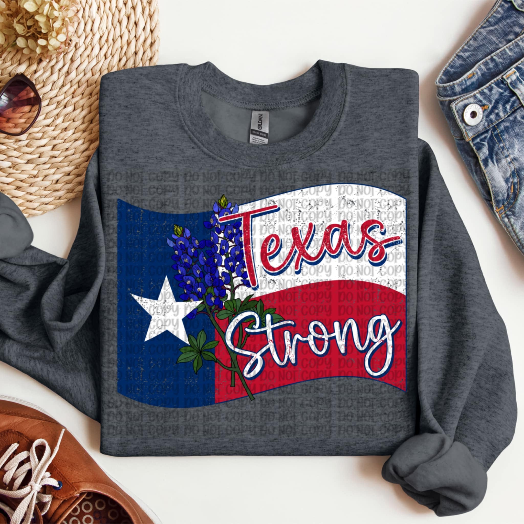 Texas Strong Flag VP DTF transfer – Mud & Grace Transfers