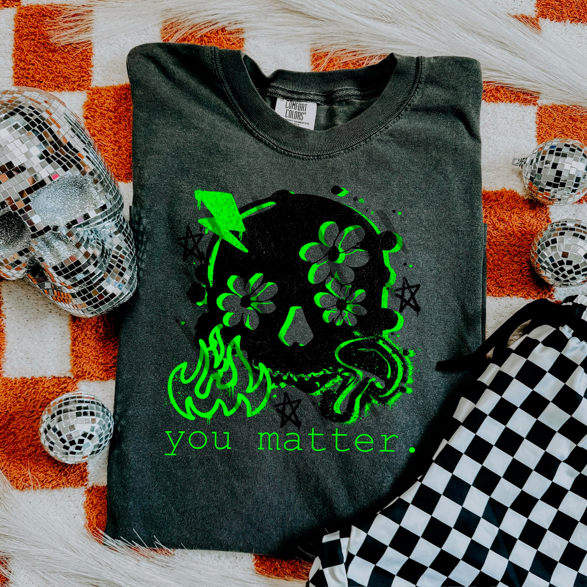 You Matter neon green and black skull 113796 DTF Transfer – Mud & Grace ...