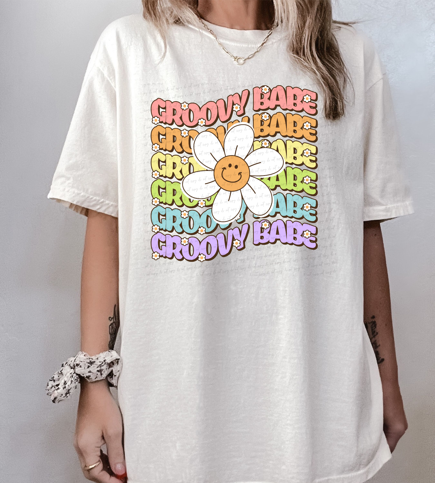 Groovy babe stacked with daisy 29898 DTF transfer – Mud & Grace Transfers
