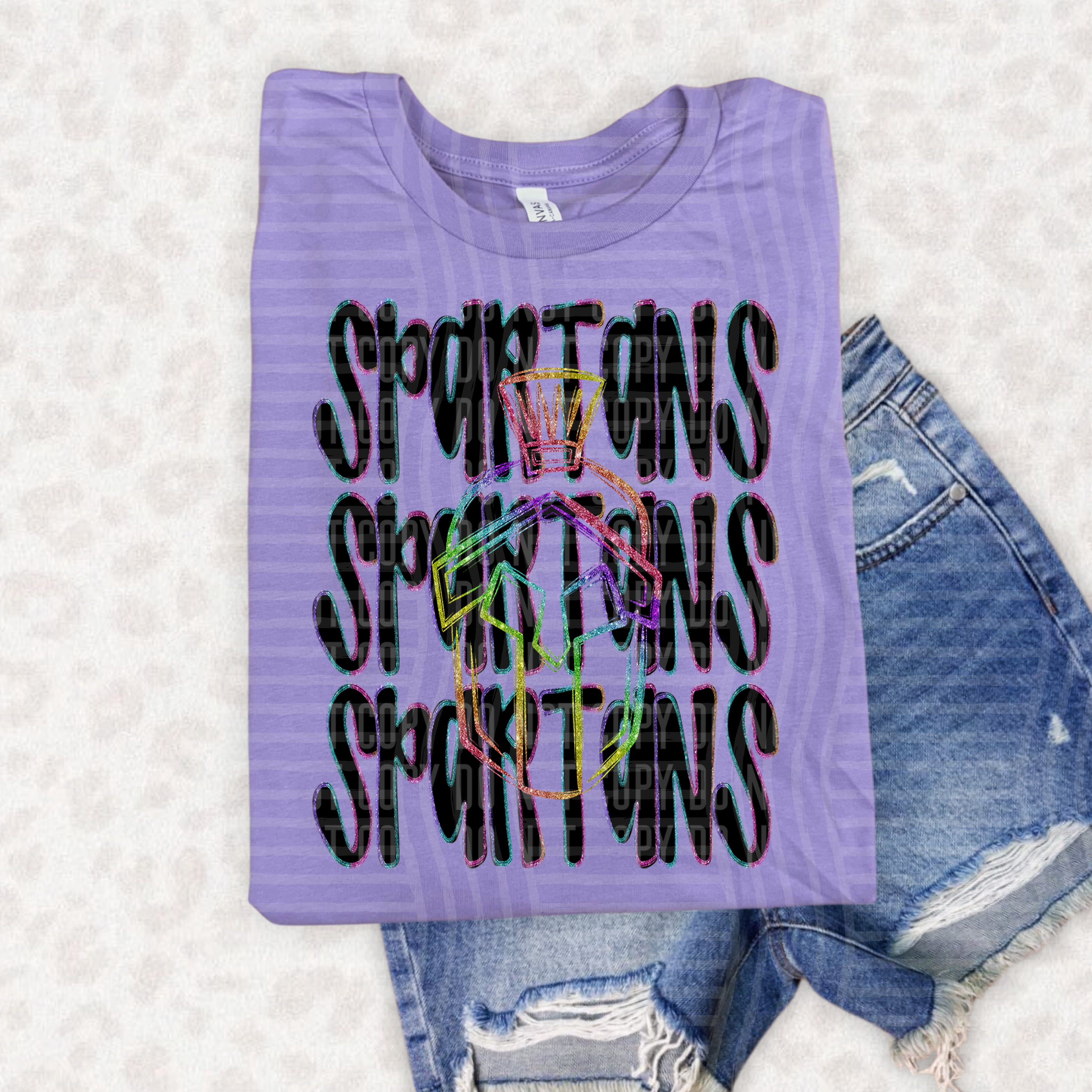 Spartans Word Stacked 108535 DTF Transfer – Mud & Grace Transfers
