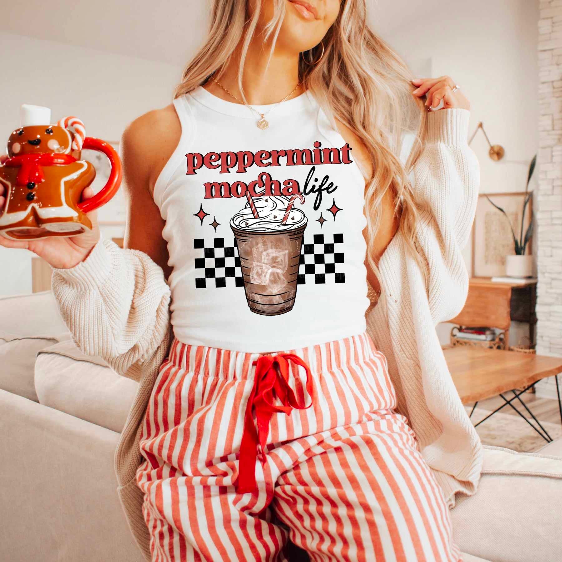 Peppermint mocha checkered background (CSC) 58562 DTF transfer – Mud ...