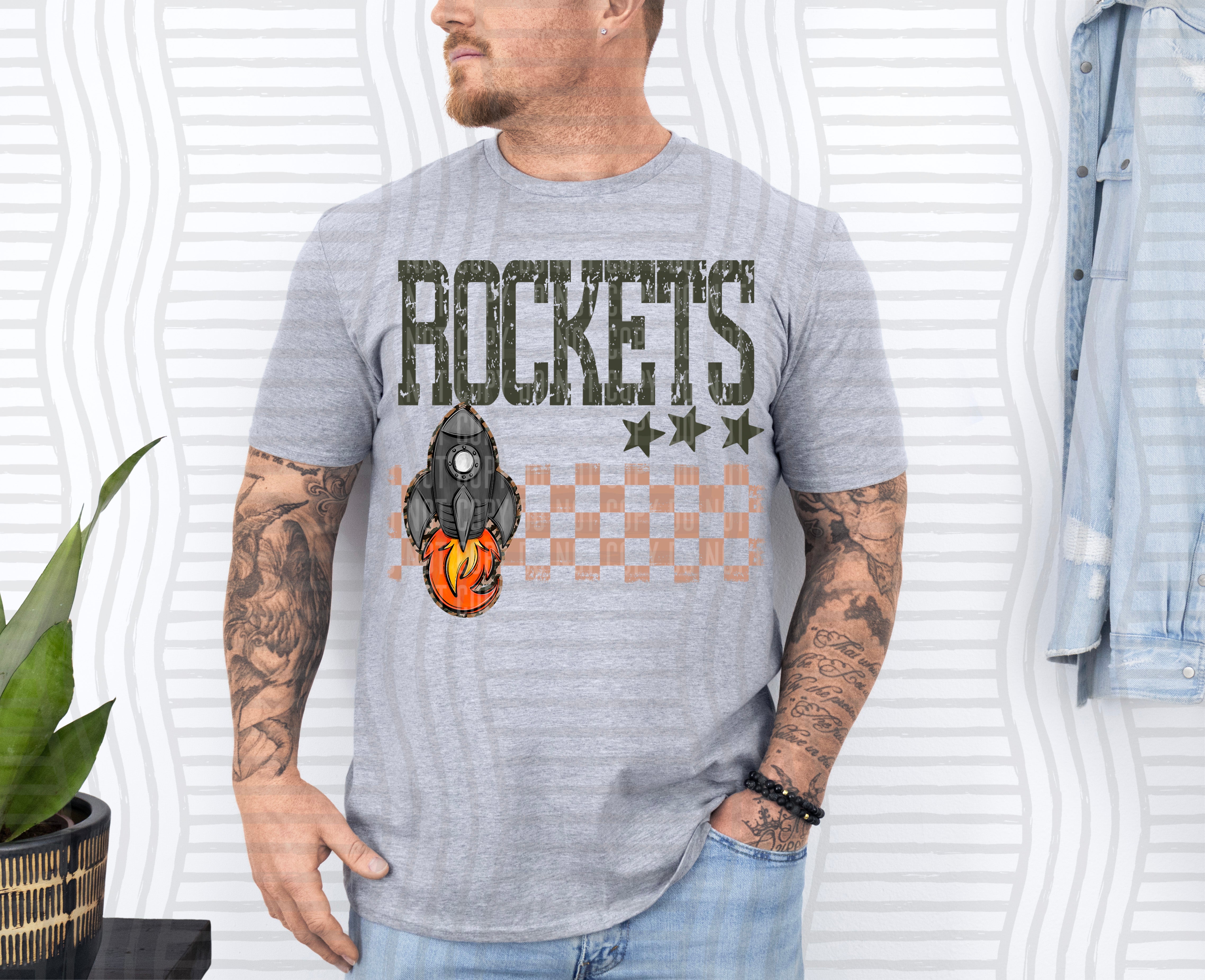 Rockets Tan Checker (Caplinger) DTF Transfers – Mud & Grace Transfers