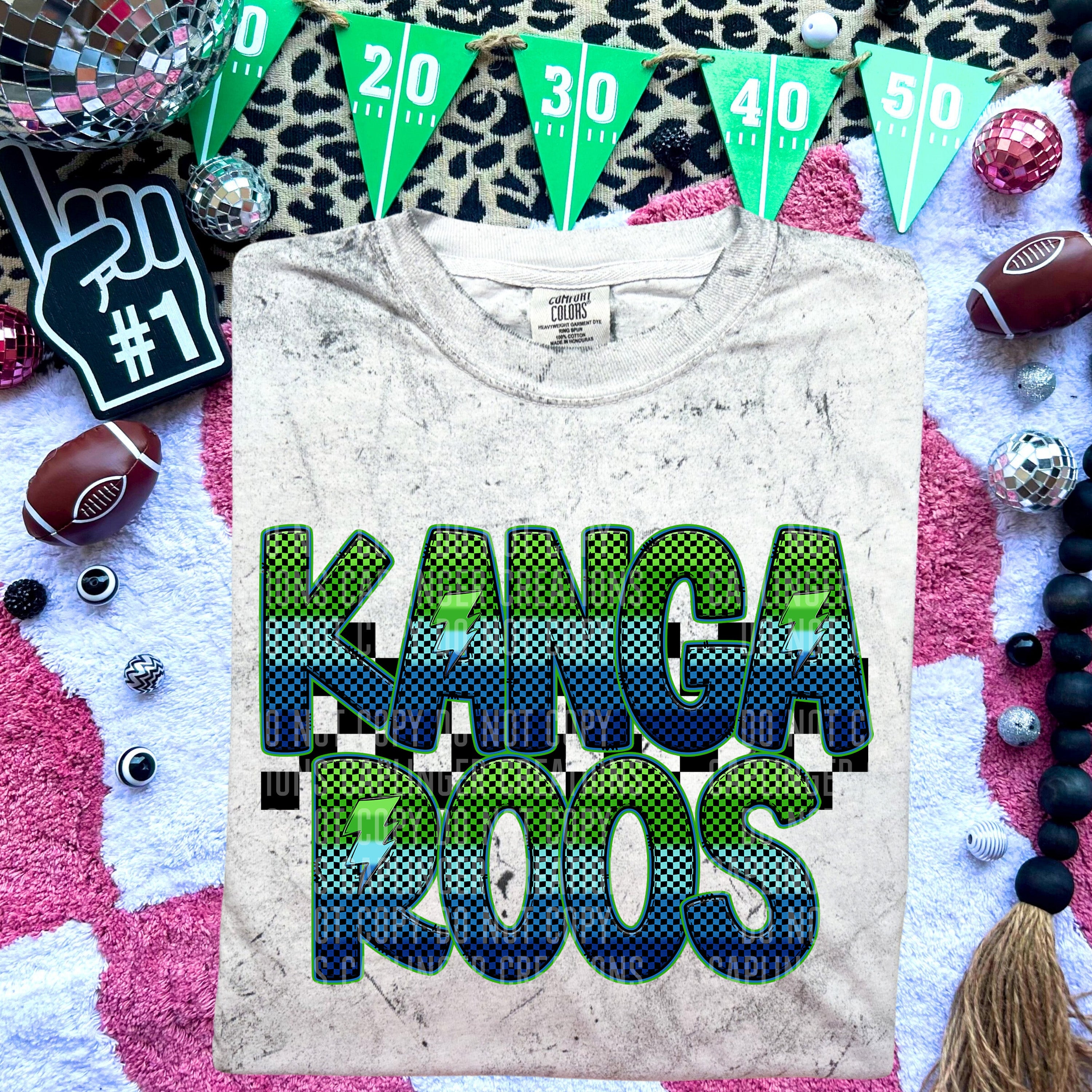 Kangaroos Blue and Green Checkered (Caplinger) DTF transfer – Mud ...