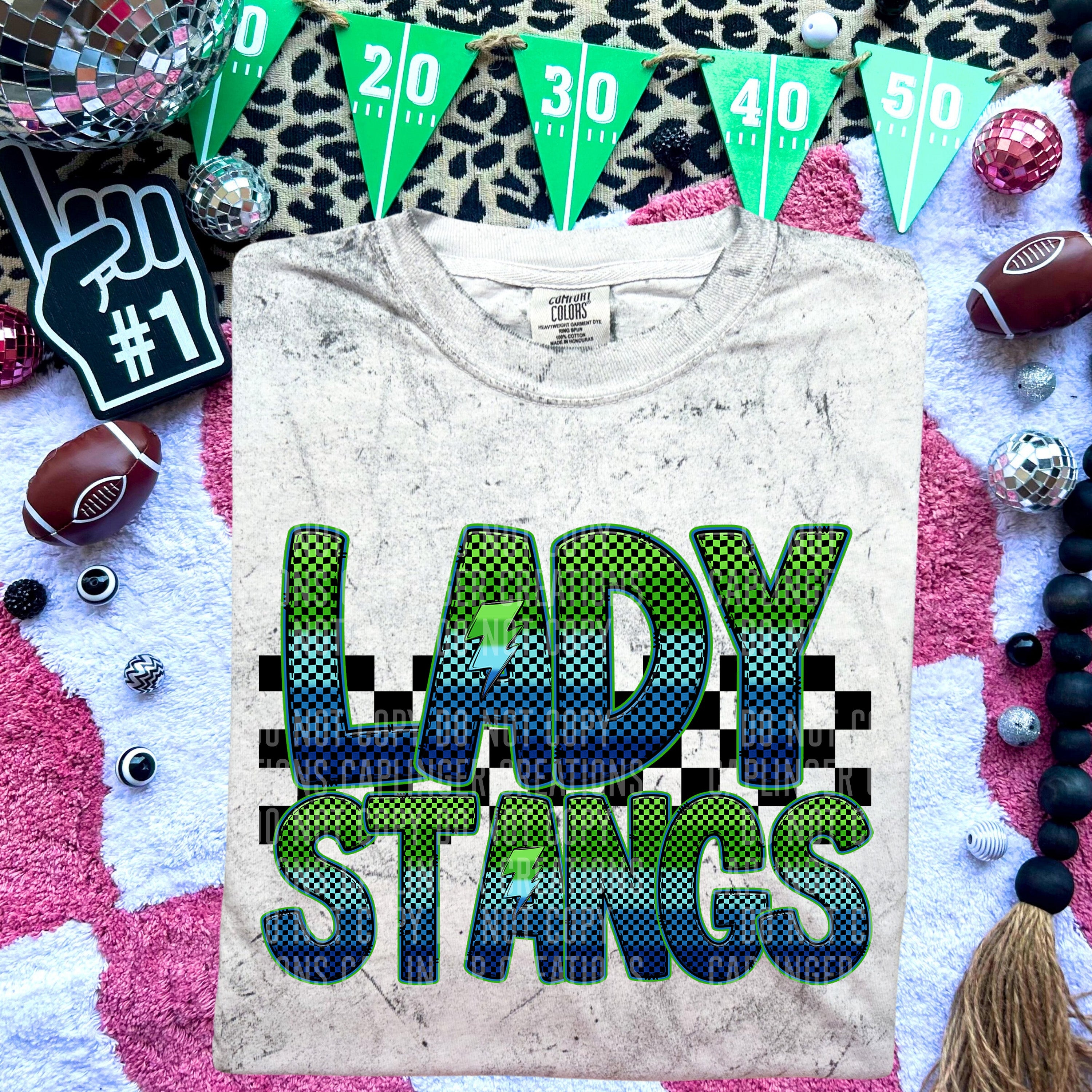 Lady Stangs Blue and Green Checkered (Caplinger) DTF transfer – Mud ...