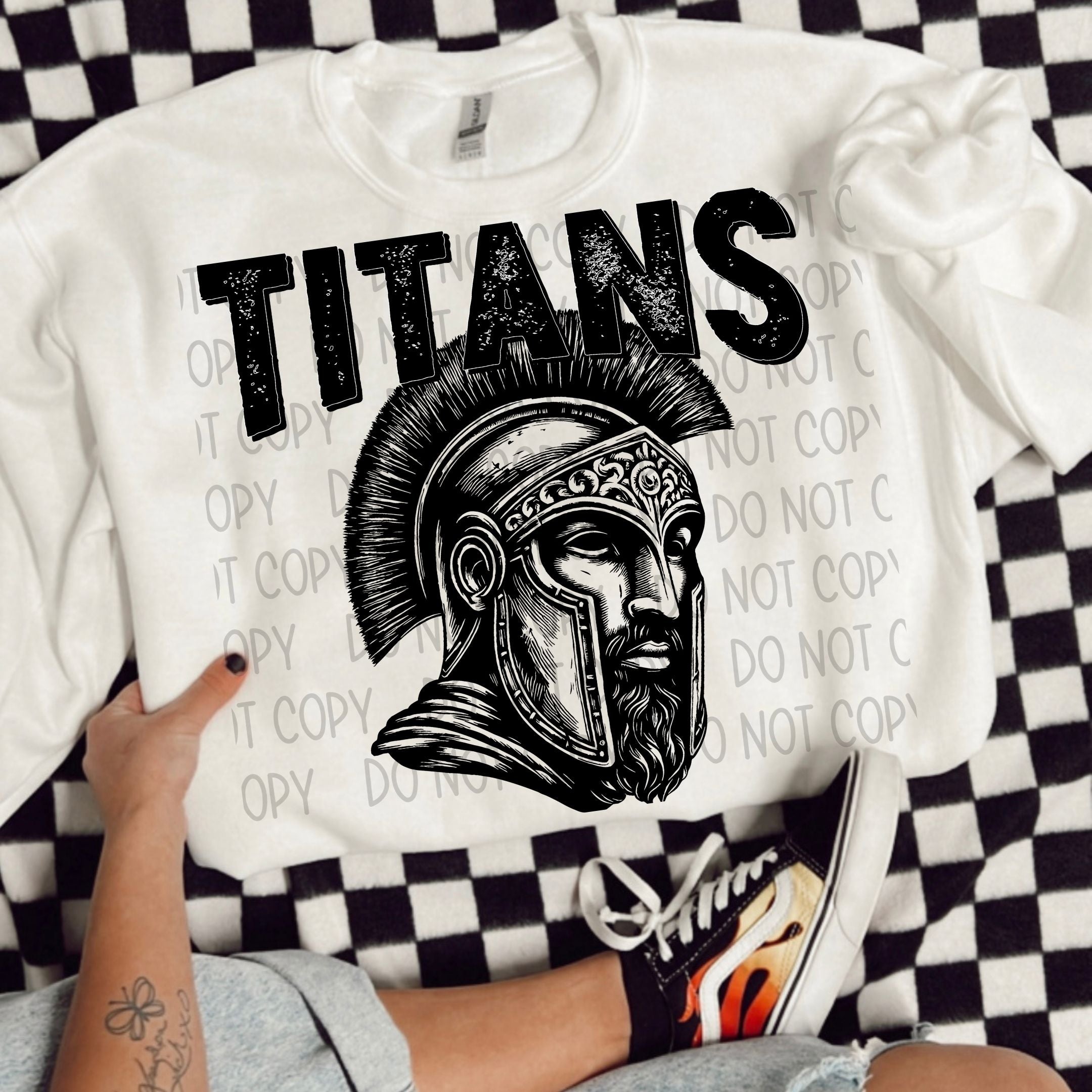 Titans black/white outline DTF transfer – Mud & Grace Transfers