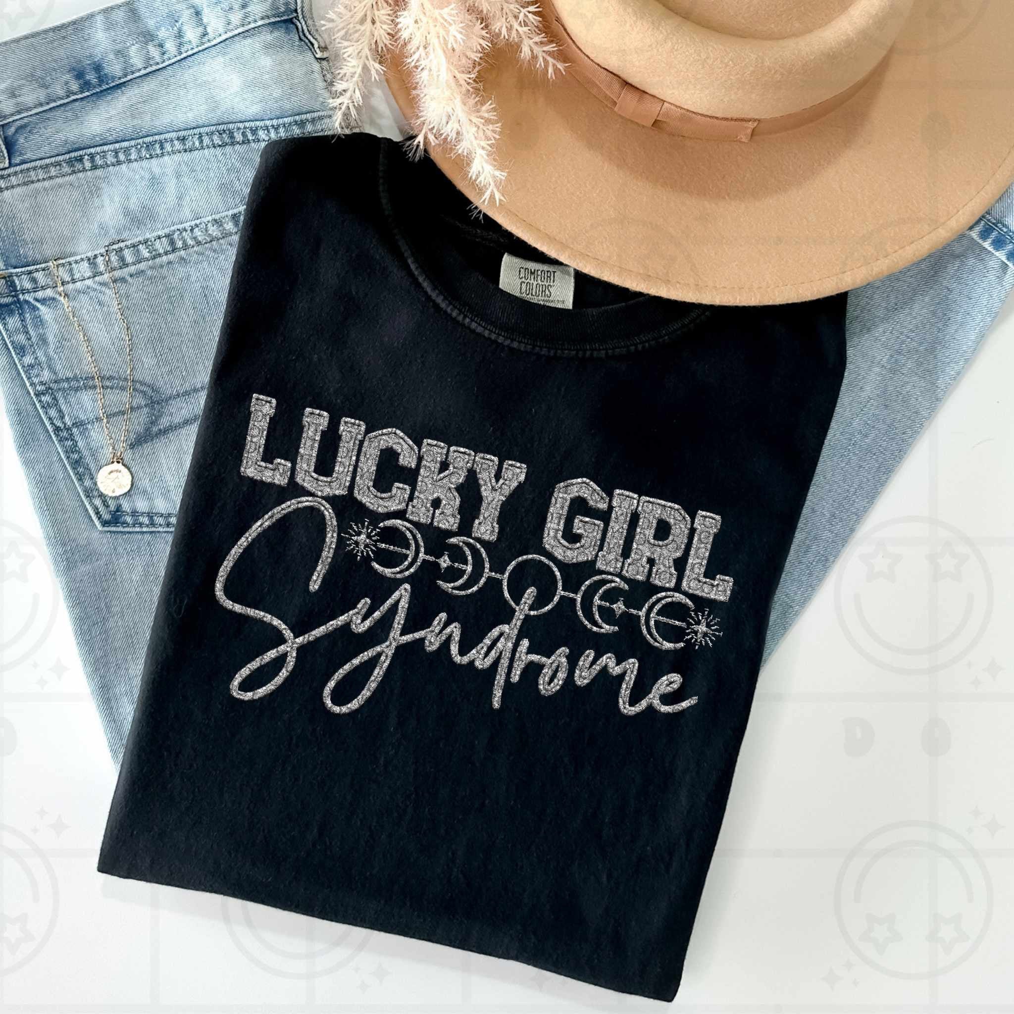 Lucky girl syndrome silver (HW) 79374 DTF transfer – Mud & Grace Transfers