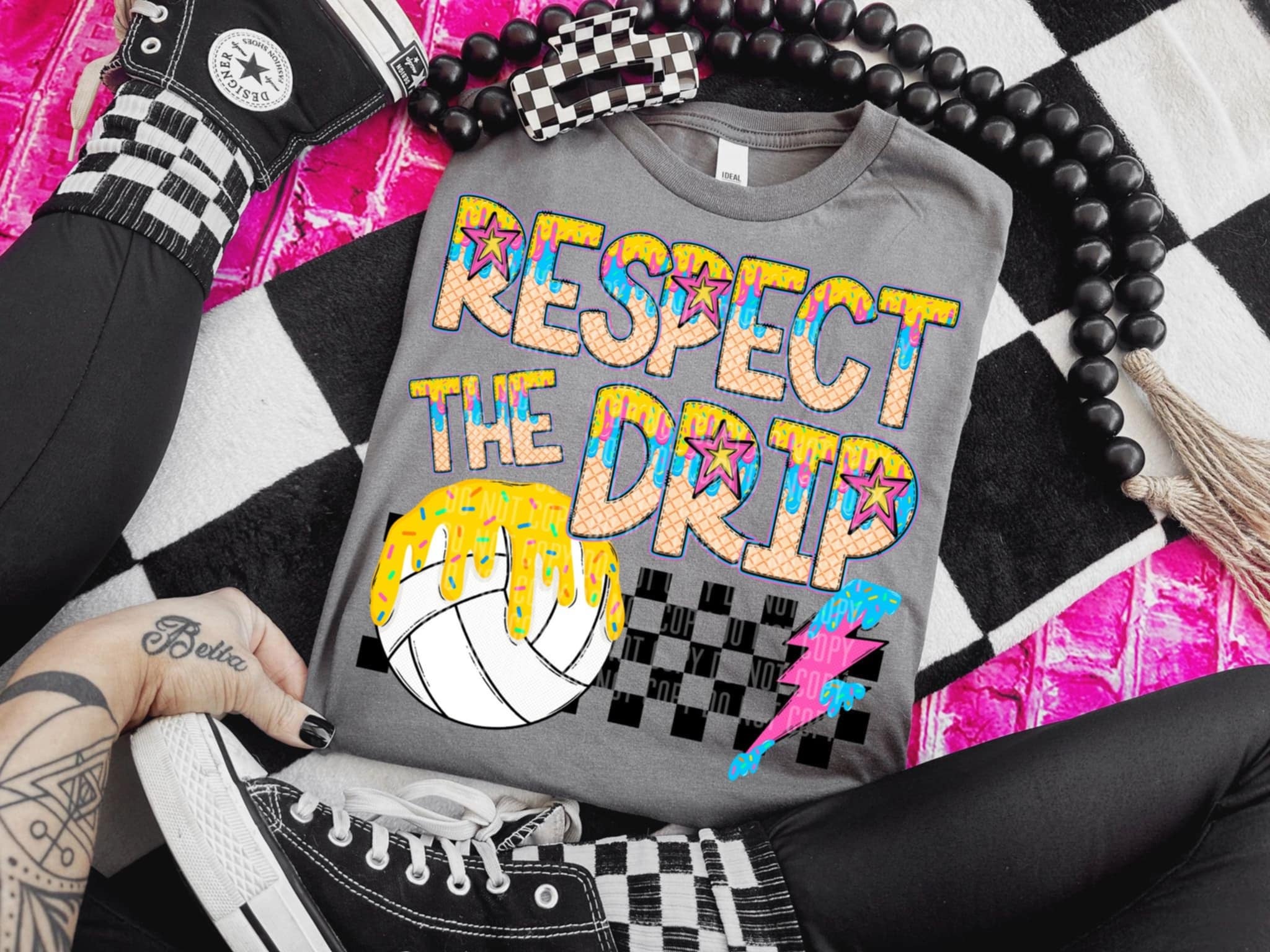 Respect the drip volleyball yellow drip (Caplinger) 94397 DTF transfer ...