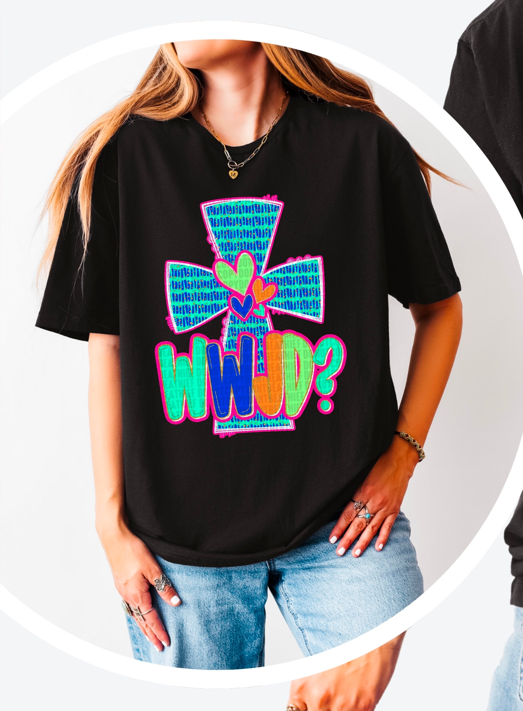 WWJD blue cross 90291 DTF transfer – Mud & Grace Transfers