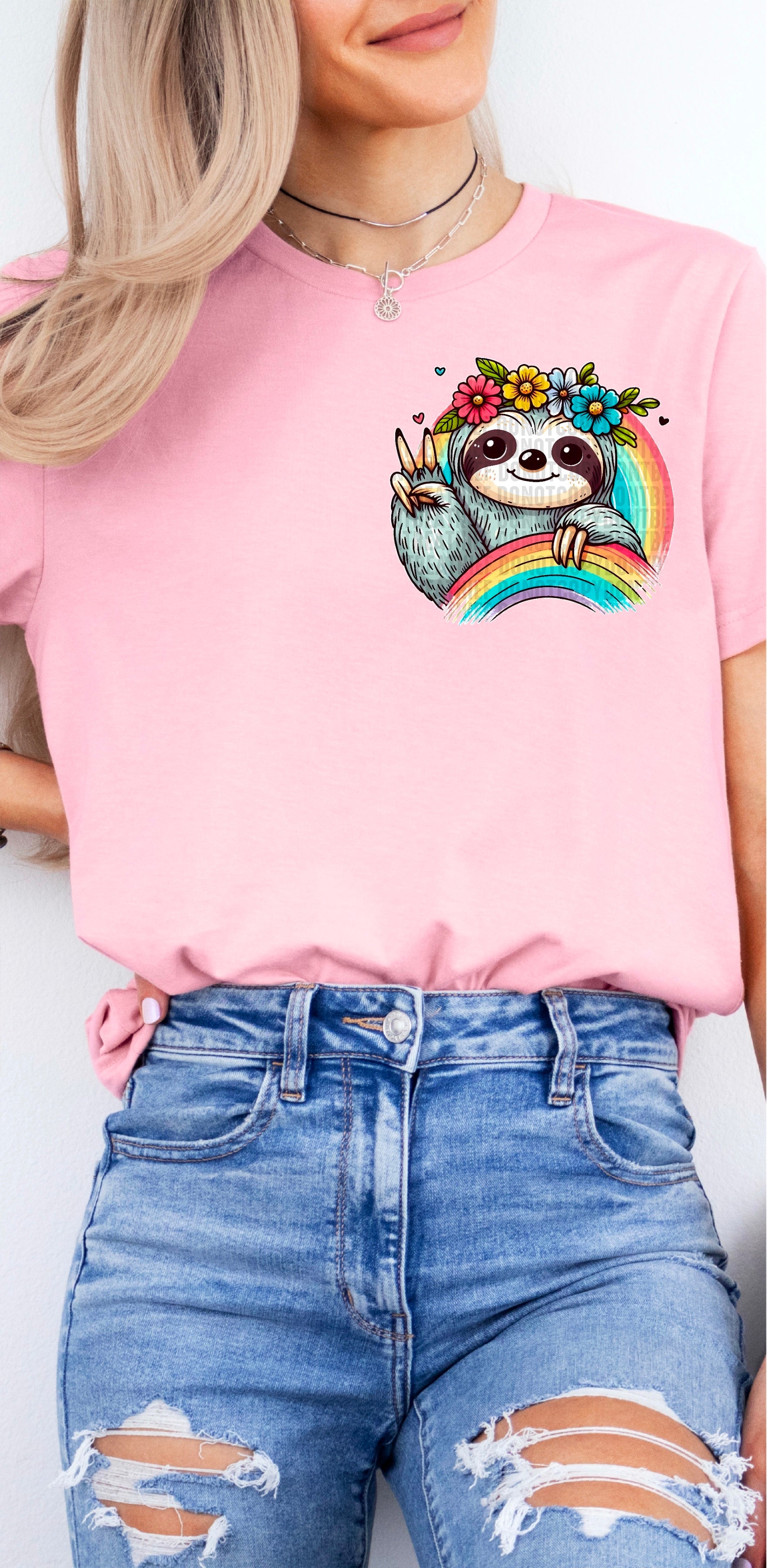 Stay positive sloth pocket 103735 DTF transfer – Mud & Grace Transfers