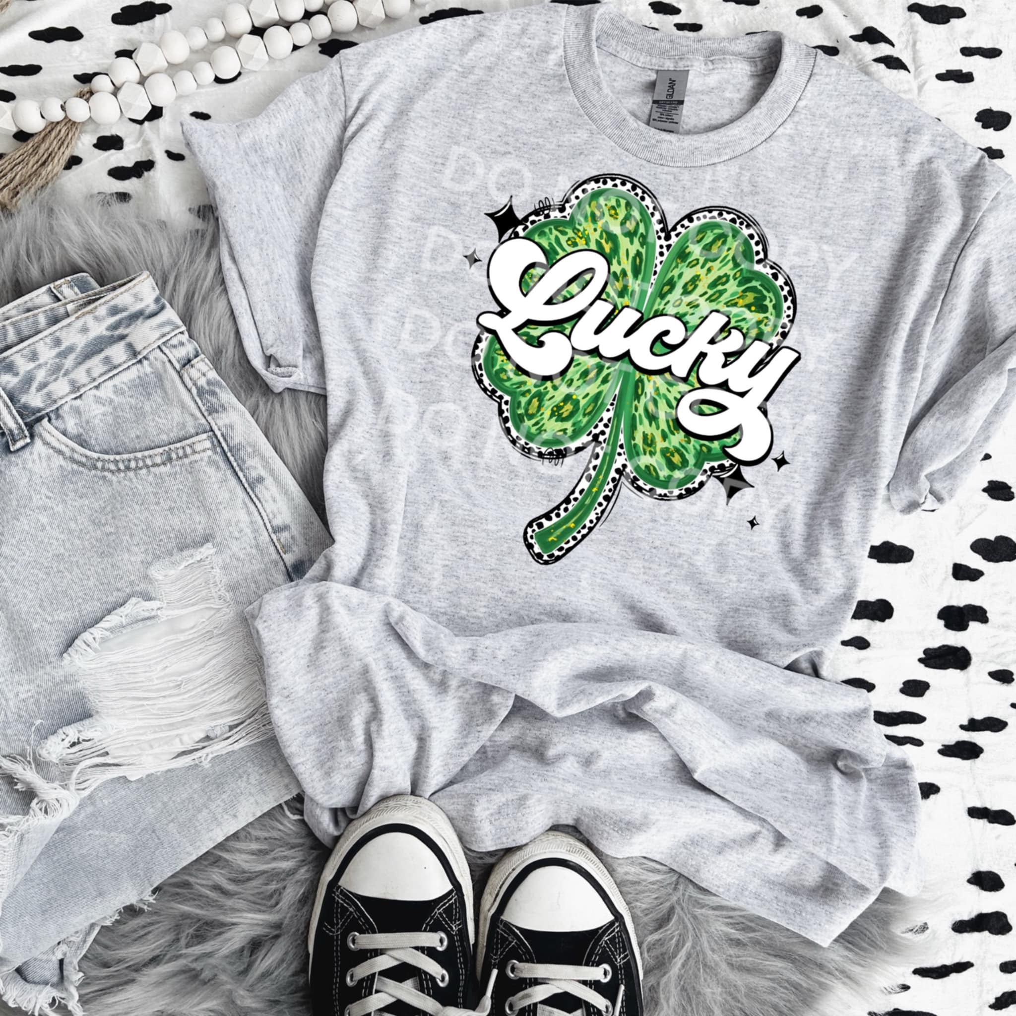 Lucky green leopard clover (SCG) 90017 DTF transfer – Mud & Grace Transfers