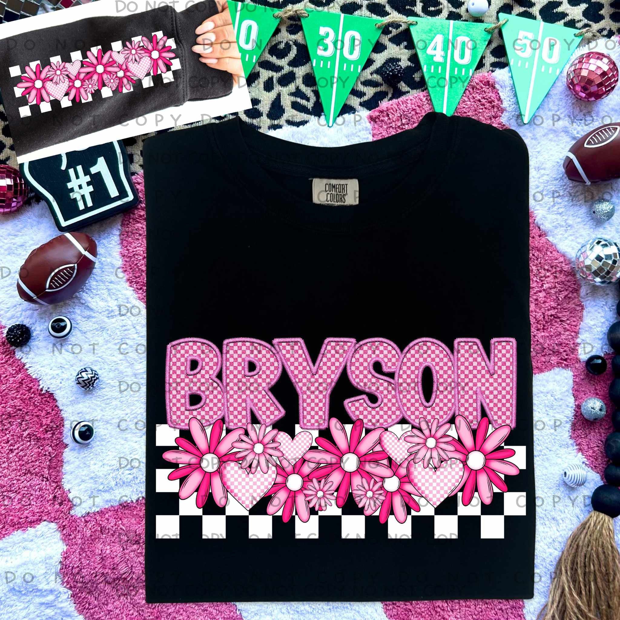 Bryson pink checkered (caplinger) 77871 DTF transfer – Mud & Grace ...