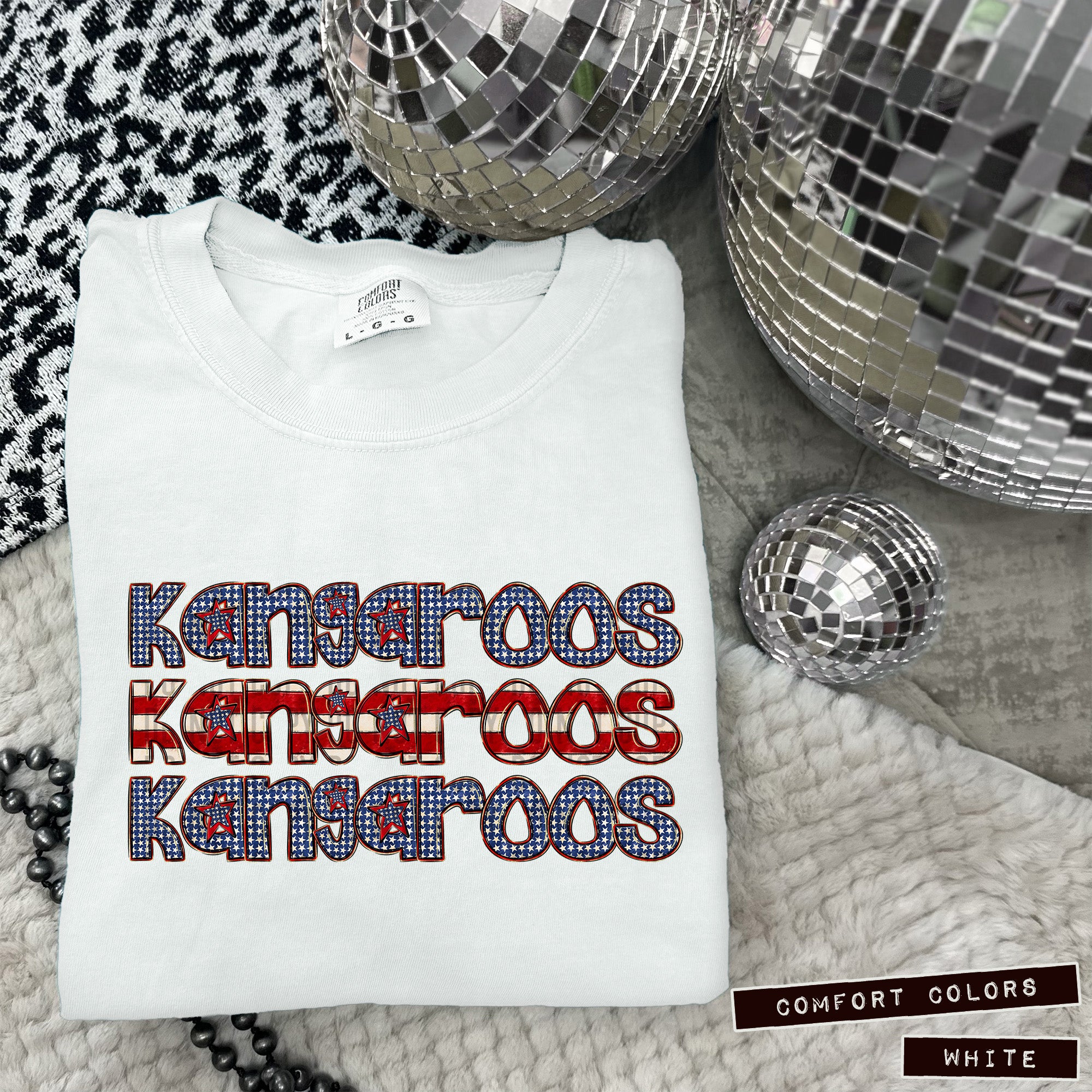 Kangaroos RWB stacked (Caplinger) DTF transfer – Mud & Grace Transfers