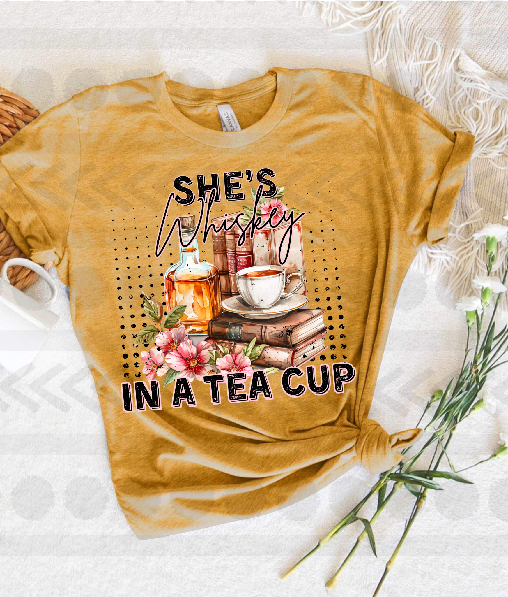 Shes whiskey in a tea cup DTF transfer 13979 – Mud & Grace Transfers