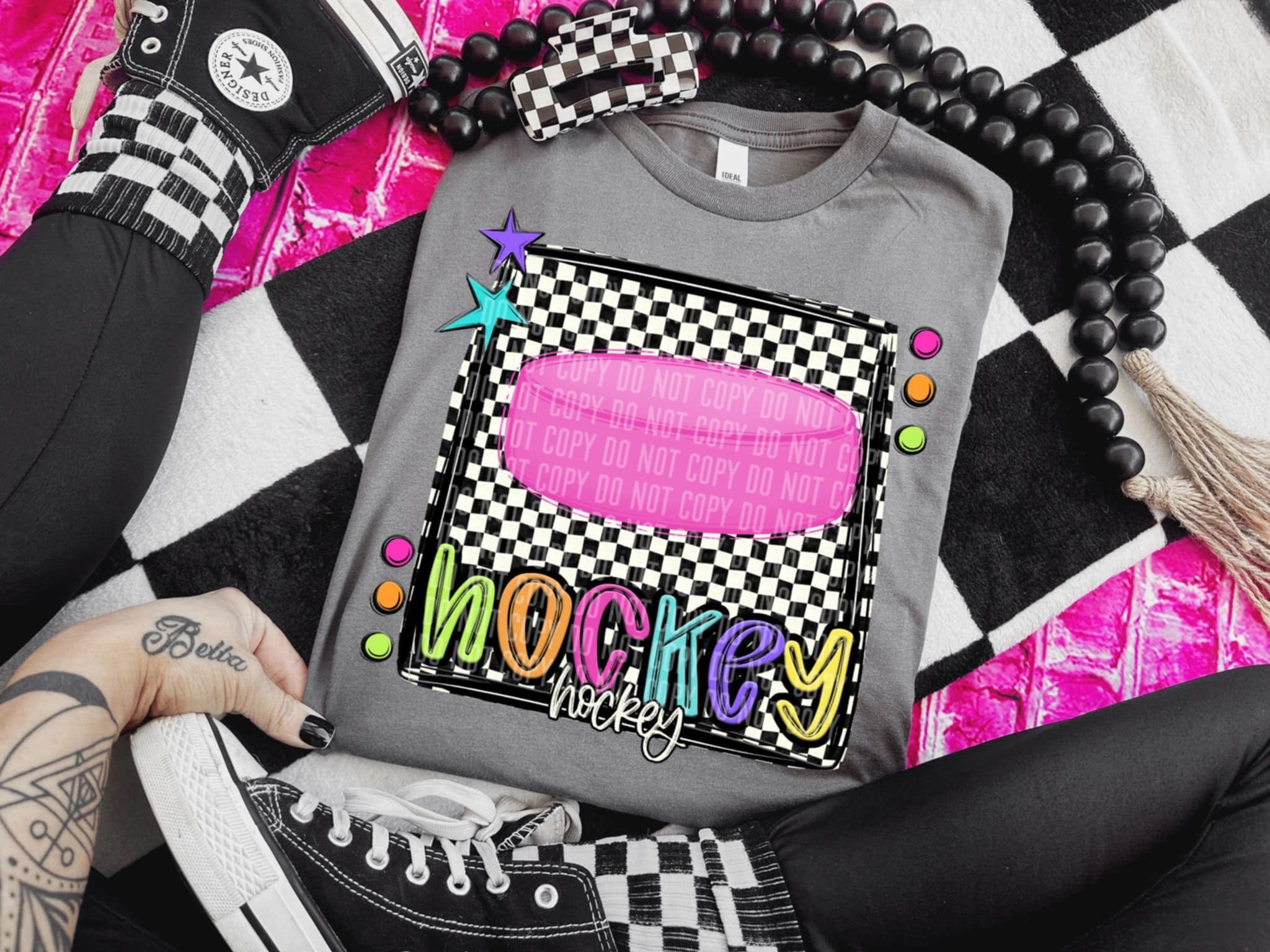 Hockey checkered preppy bright (Caplinger) 91478 DTF transfer – Mud ...