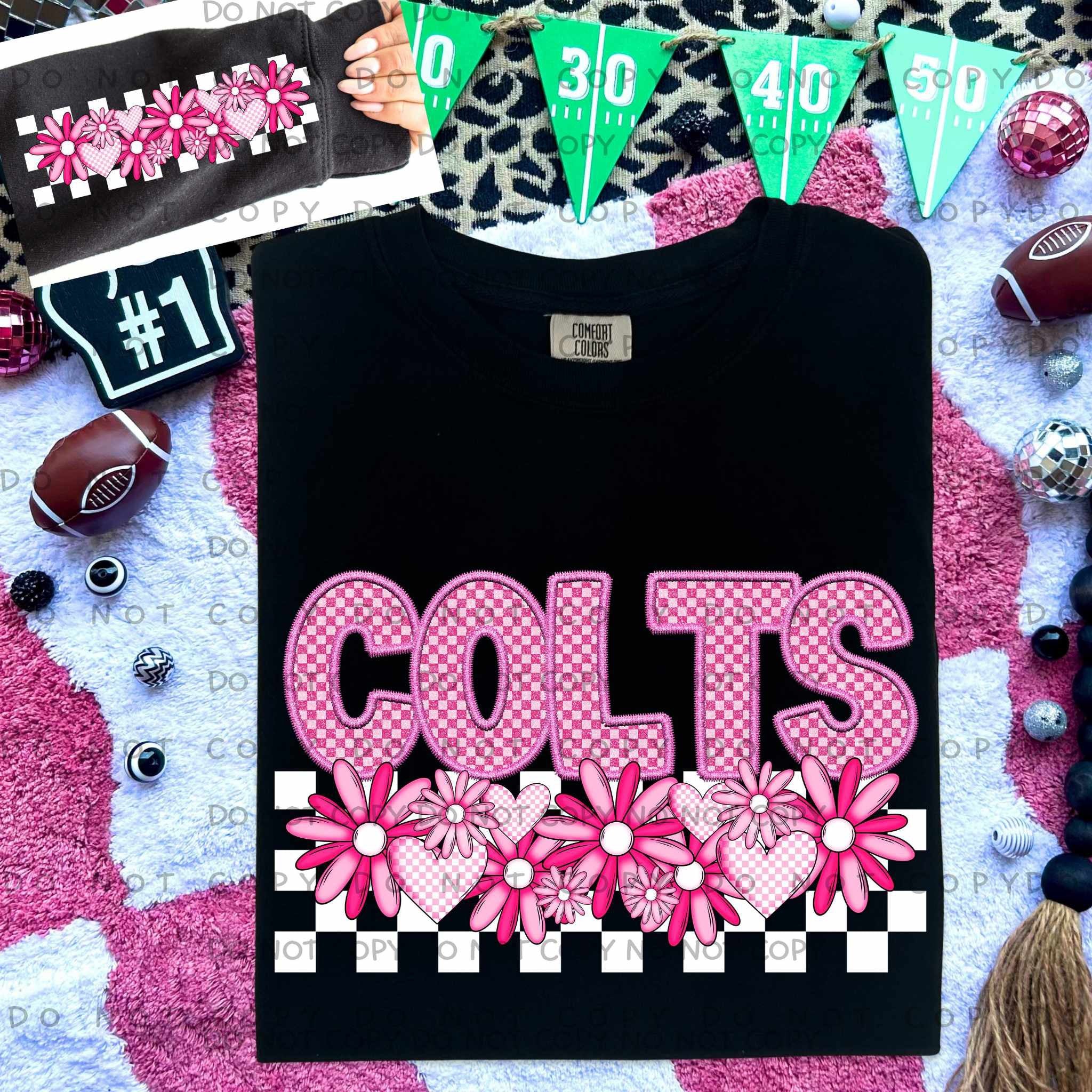 Colts pink checkered (caplinger) 77829 DTF transfer – Mud & Grace Transfers