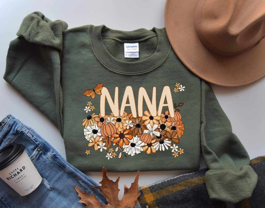 Nana fall florals 53886 DTF transfer – Mud & Grace Transfers