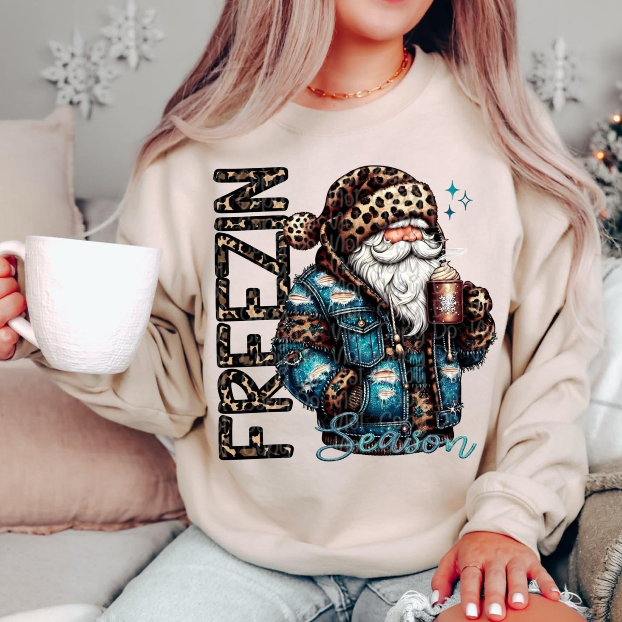 Freezin Season Santa lighter skin tone (Virgo ) DTF transfer – Mud ...