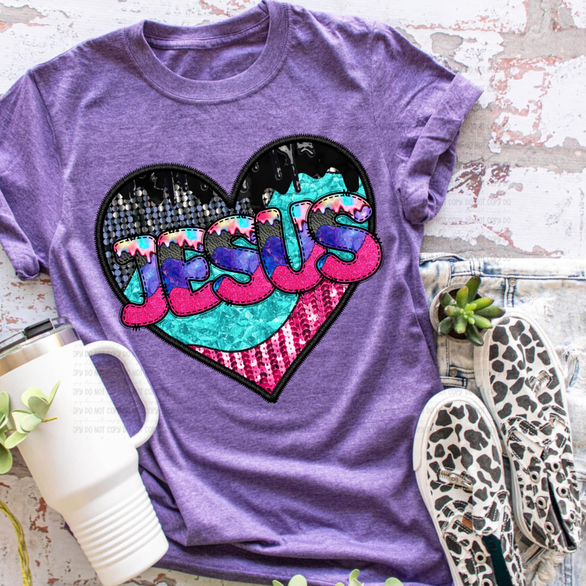 Jesus Drip Heart (revel) DTF transfer – Mud & Grace Transfers