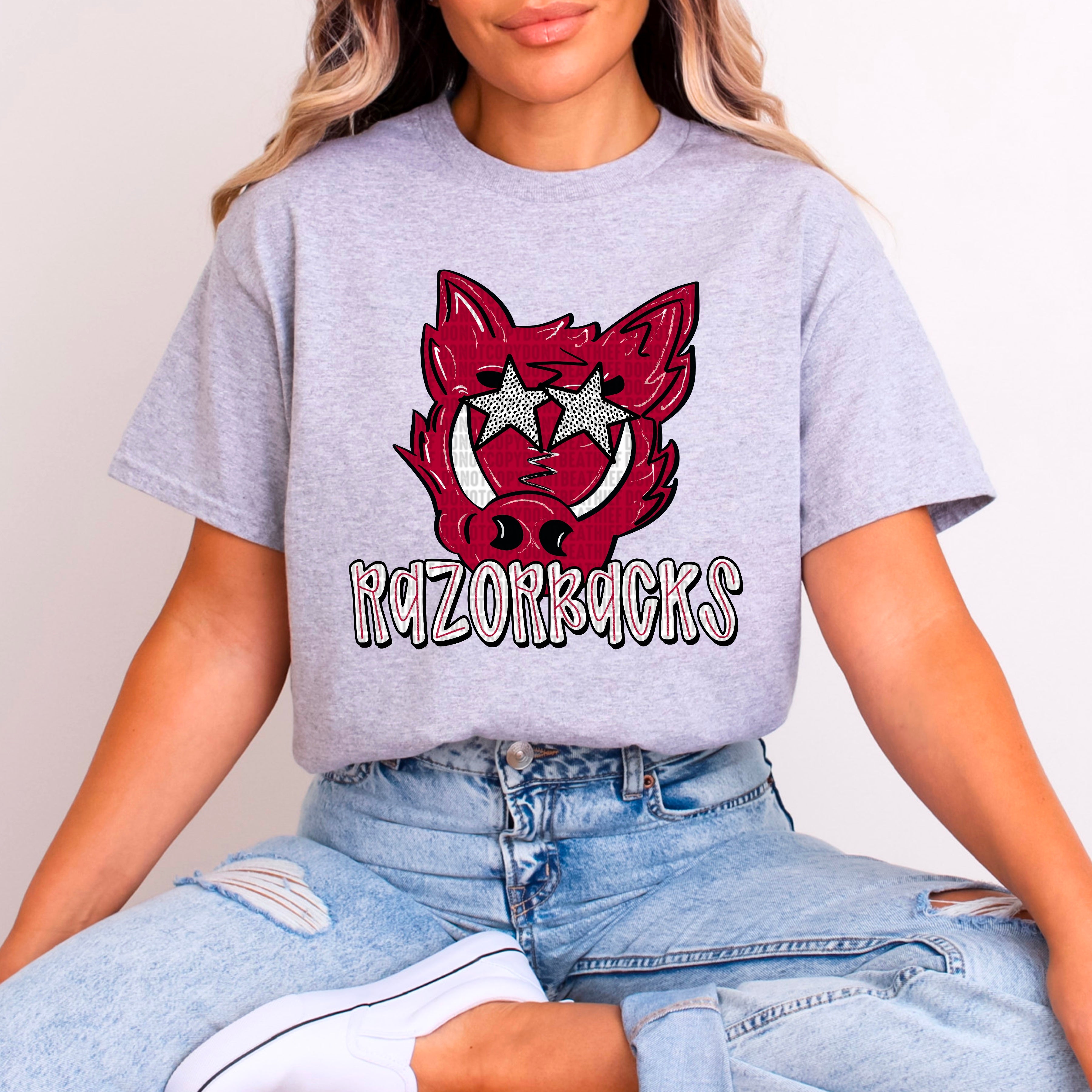 Razorbacks white font 93778 DTF transfer – Mud & Grace Transfers