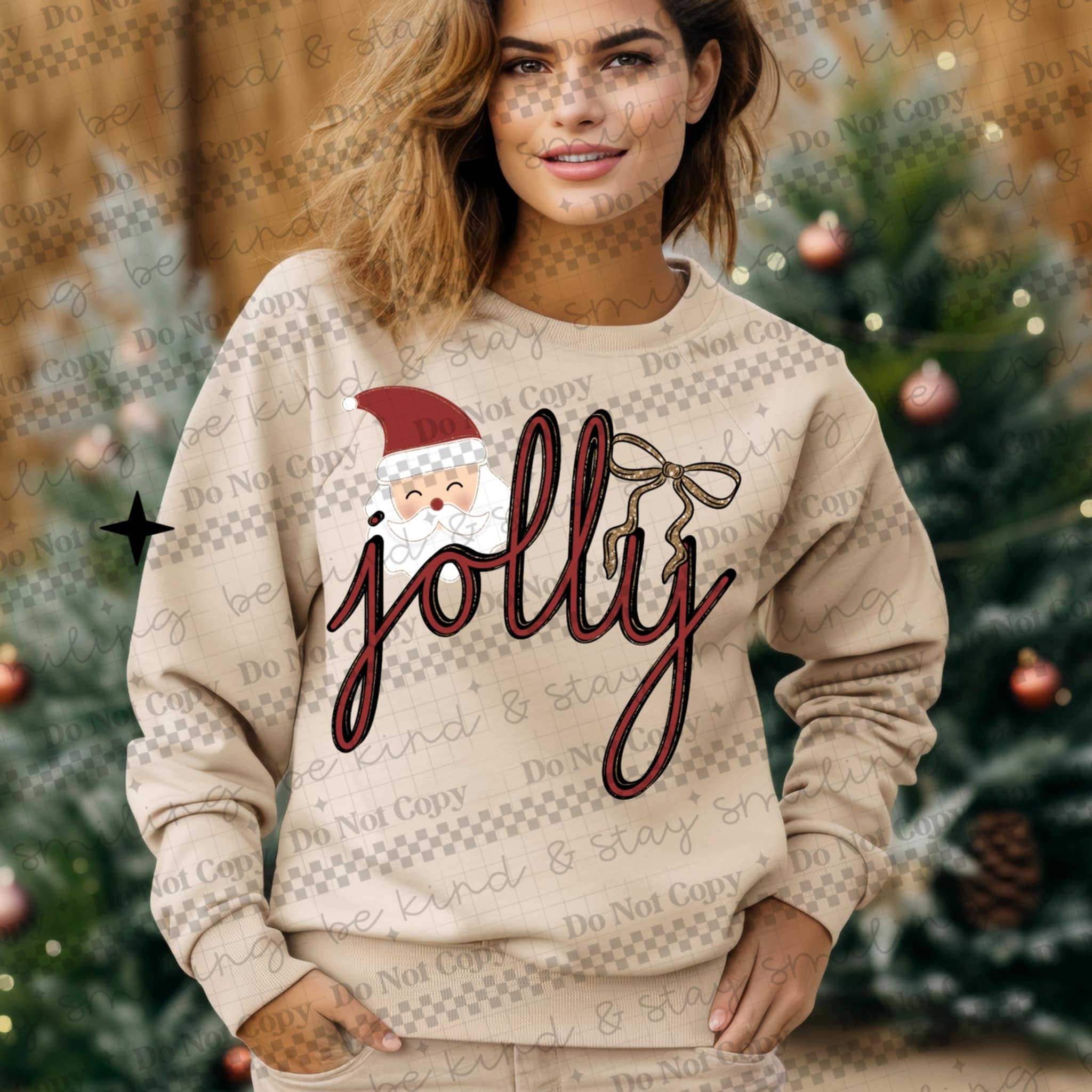 Jolly Santa lighter skin tone (CMLD) 116718 DTF TRANSFER – Mud & Grace ...
